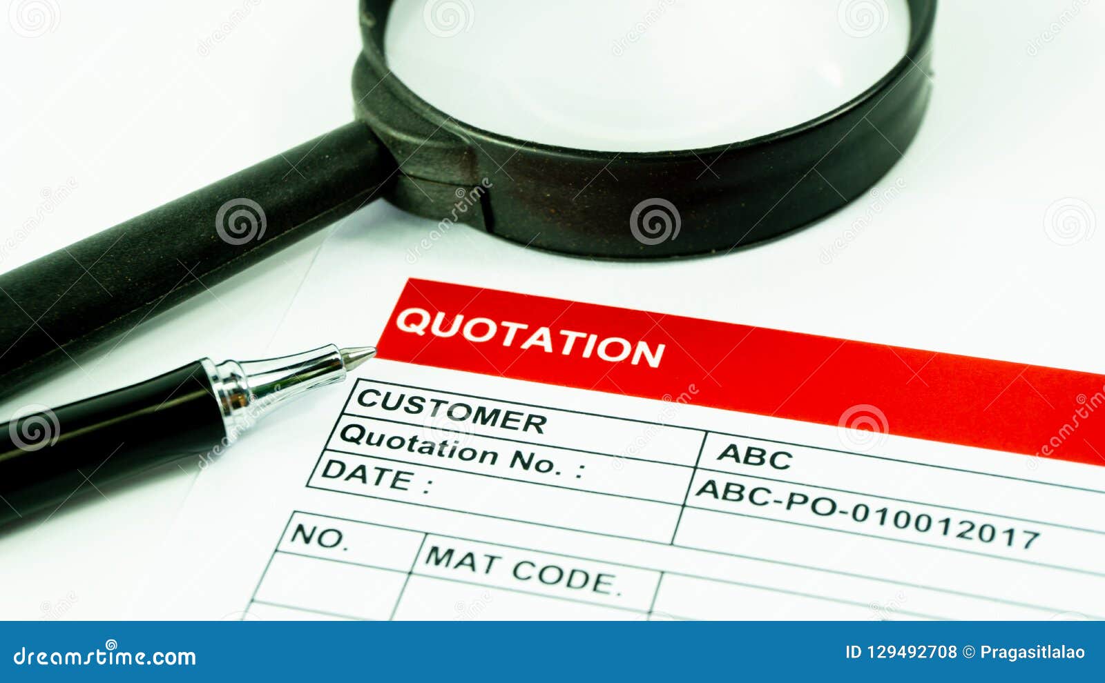 Quotation Business Document Close Up with Pen for Sign Stock Photo ...