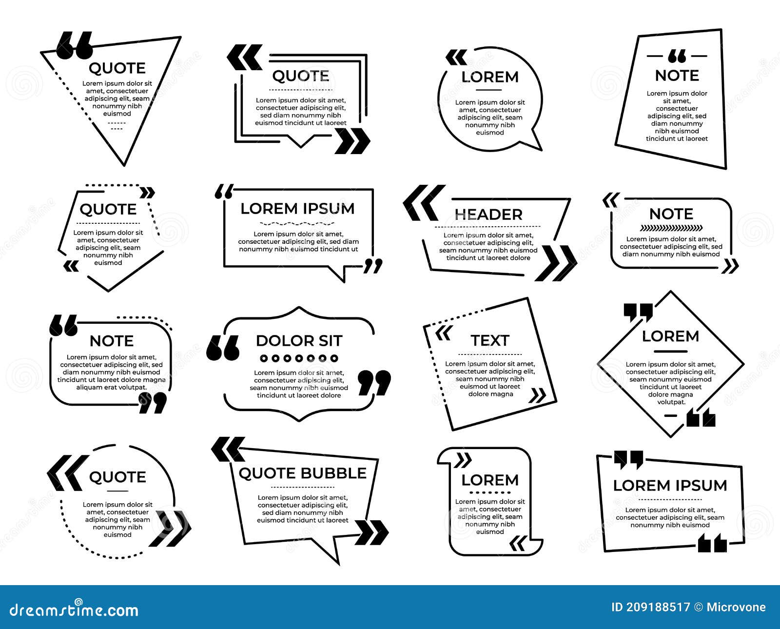 Quotation Frame Box Vector Illustration. Quote Mark Symbol Icon Set ...