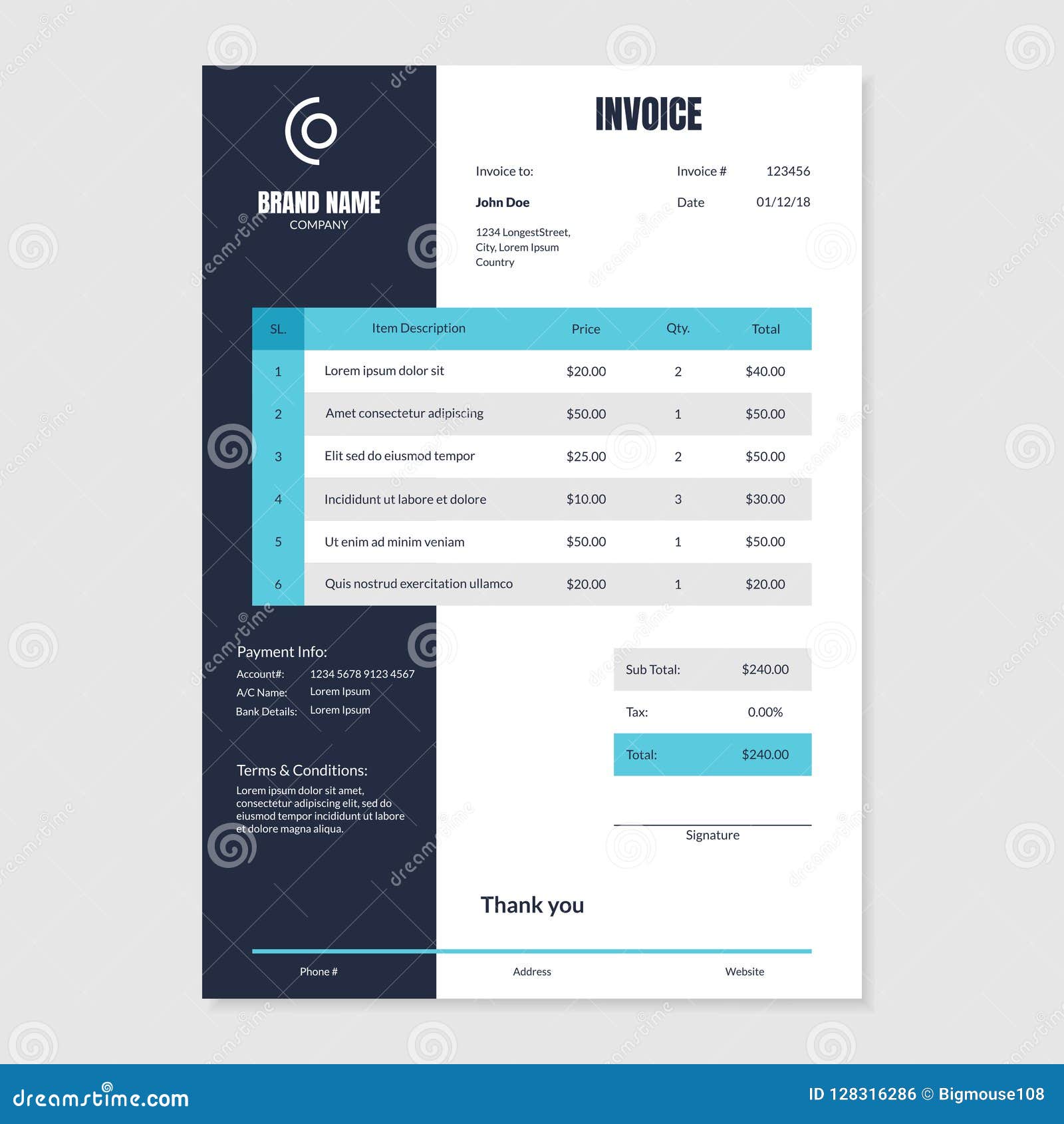 Quotation Invoice Layout Template Paper Sheet. Vector Stock Vector ... Quotation Invoice Layout Template Paper Sheet. Vector Stock Vector ...
