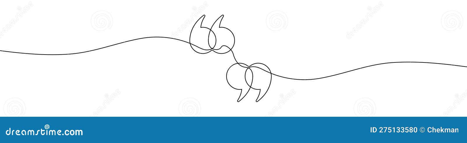 Quotation Mark in Continuous Line Drawing Style. Line Art of of a Quote ...