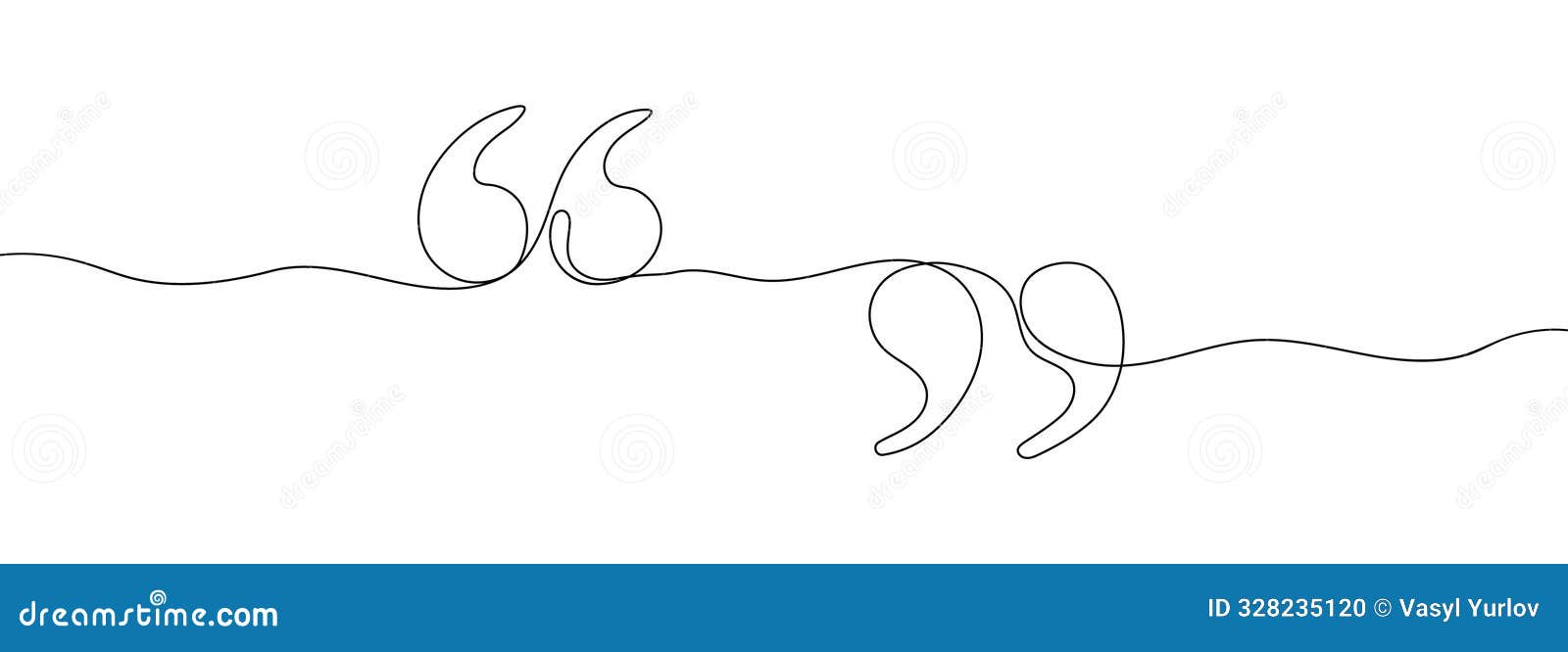 Quotation Mark in Continuous Line Drawing Style. Line Art of of a Quote ...