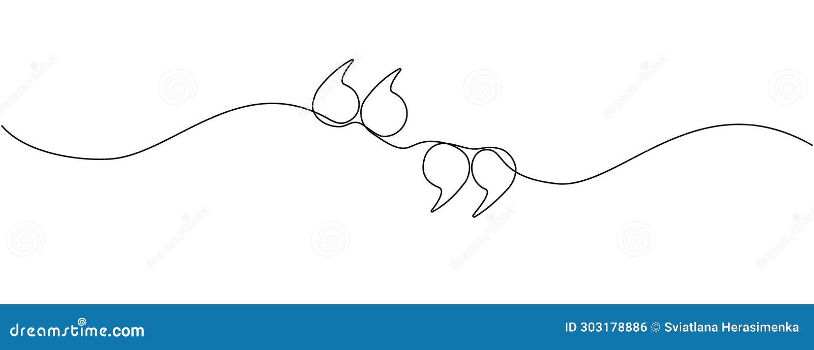 Quotation Mark in Continuous One Line Drawing. One Continuous Line of a ...