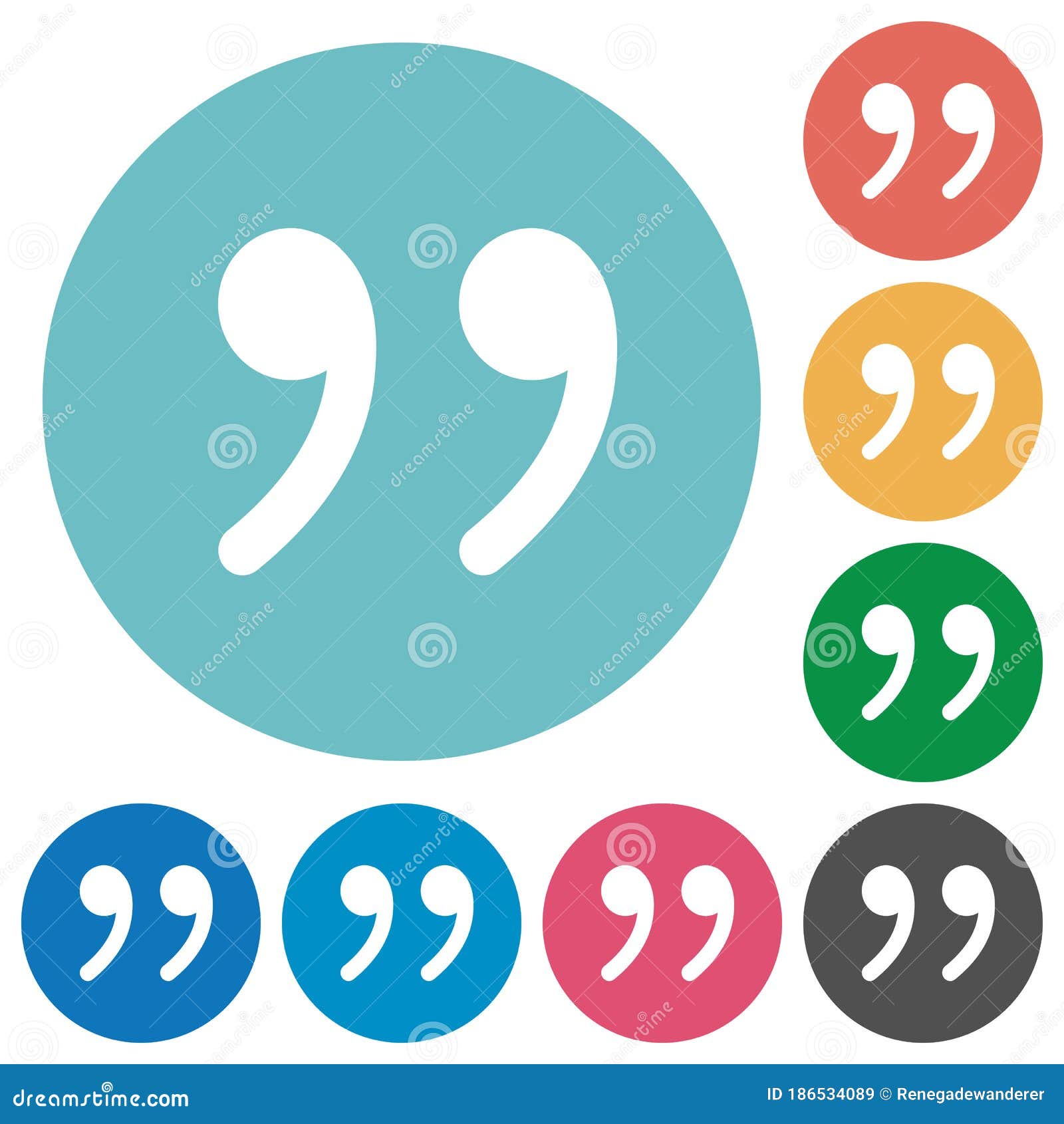 Quotation Mark Flat Round Icons Stock Vector - Illustration of ...