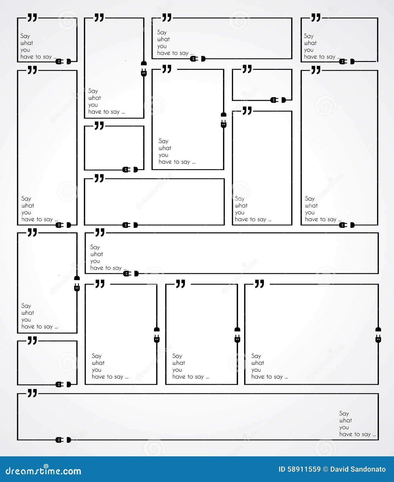 Quotation Mark Frame With Flat Style And Space For Text. Retro Template ...