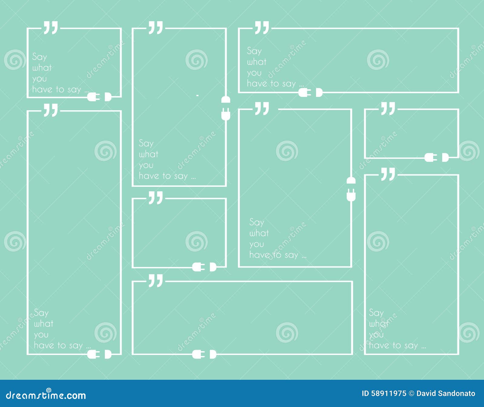 Quotation Mark Frame with Flat Style and Space for Text. Stock Vector ...