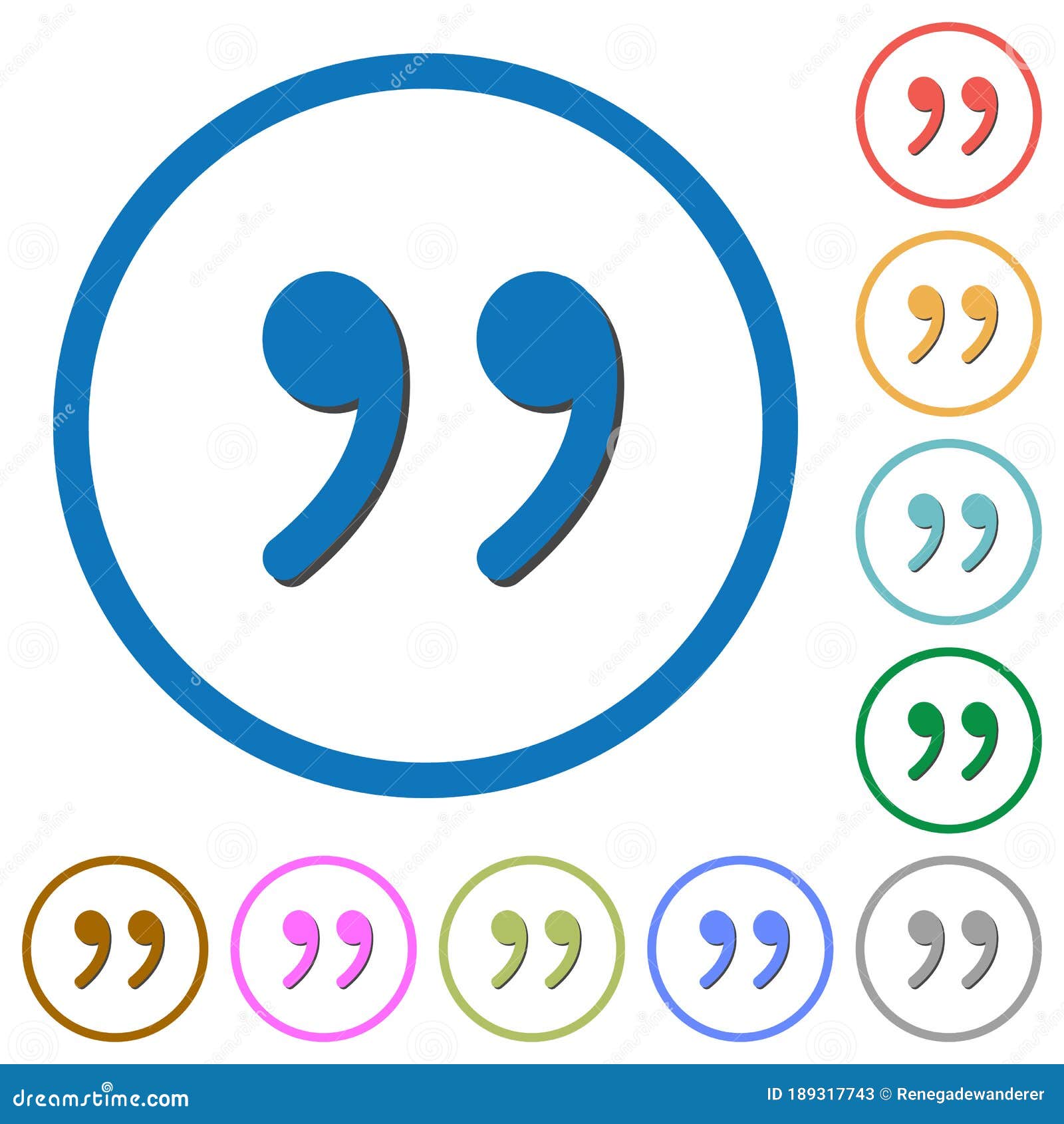 Quotation Mark Icons with Shadows and Outlines Stock Vector ...
