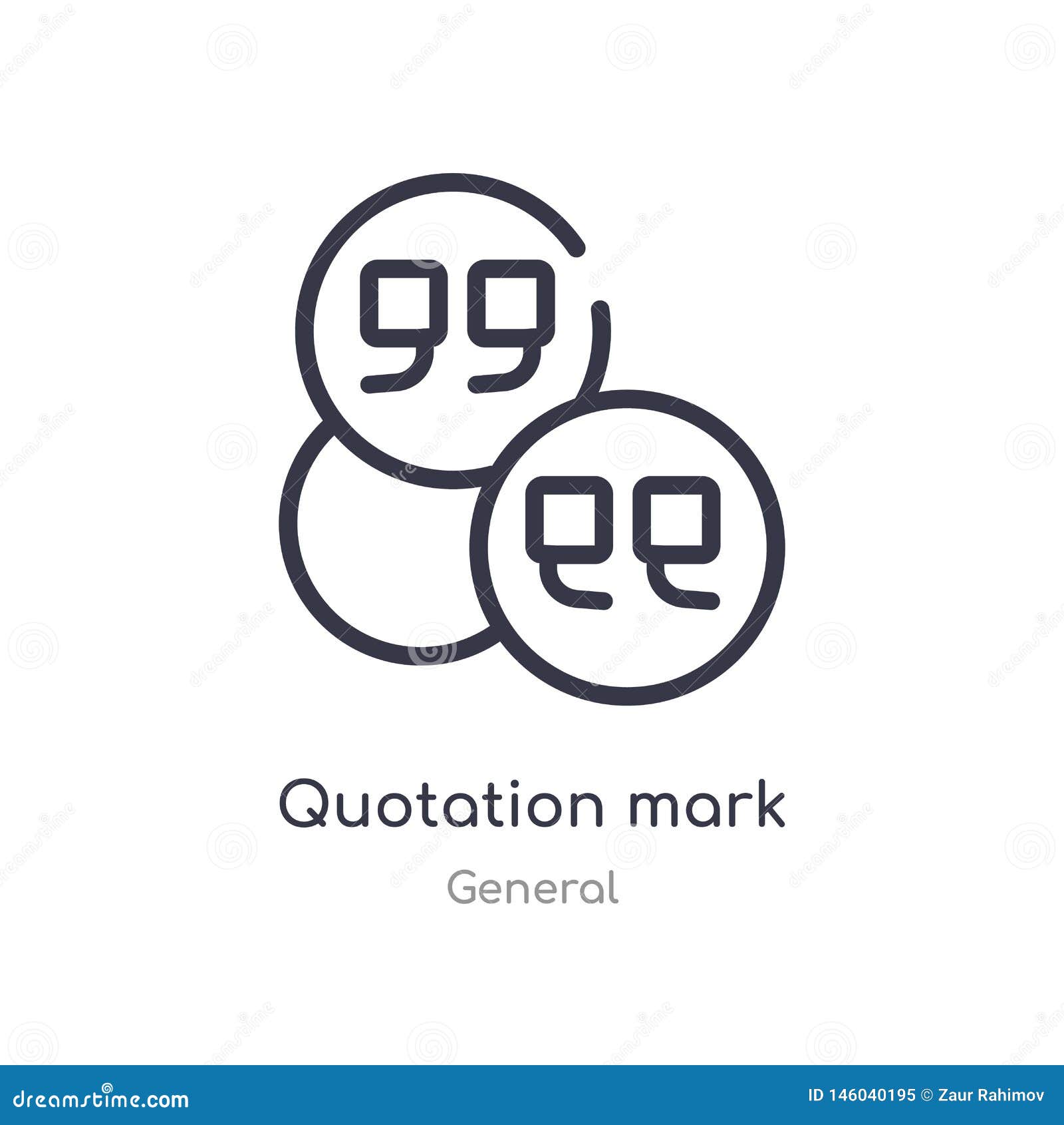 Quotation Mark Outline Icon. Isolated Line Vector Illustration from ...