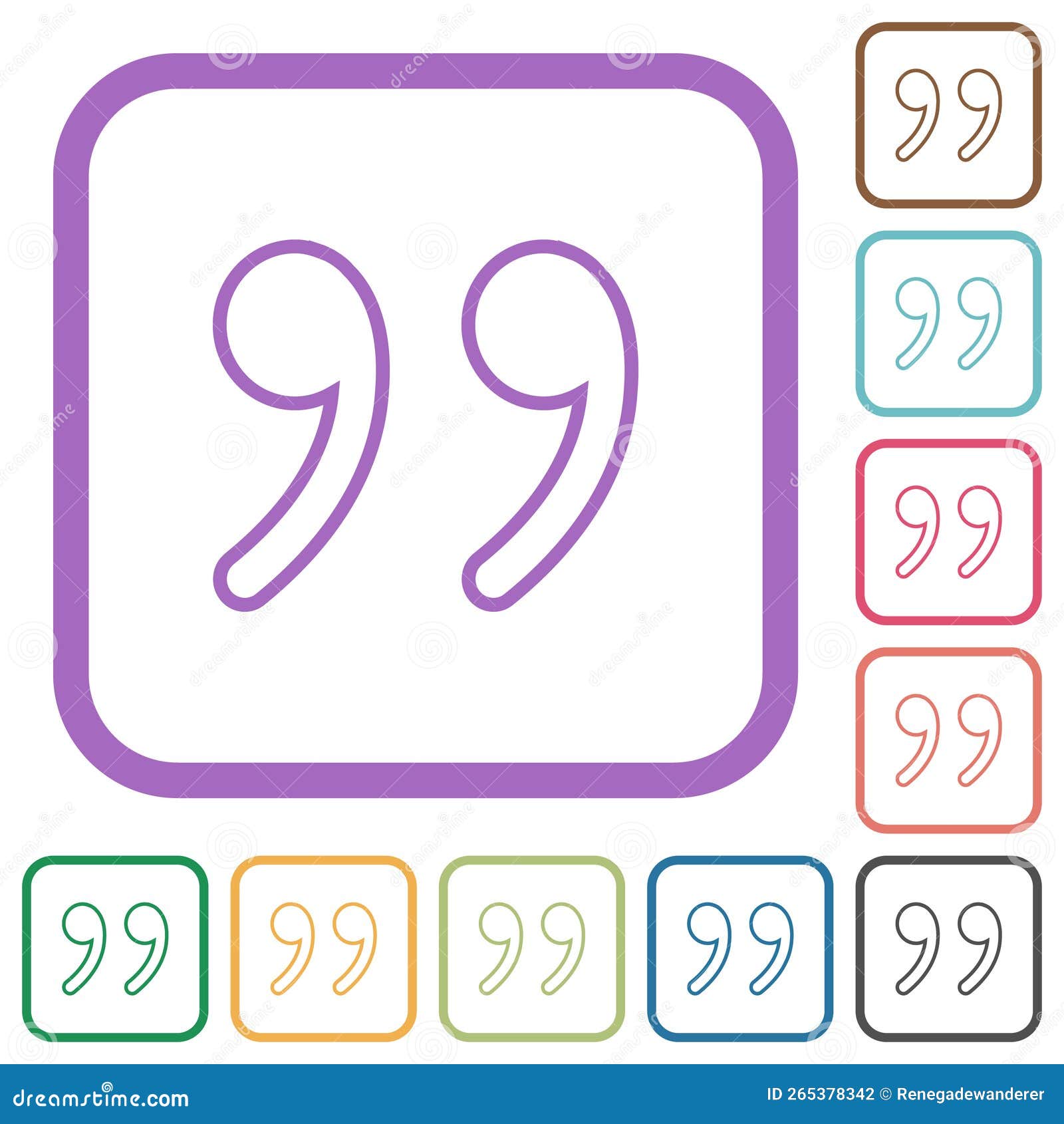 Quotation Mark Outline Simple Icons Stock Vector - Illustration of ...