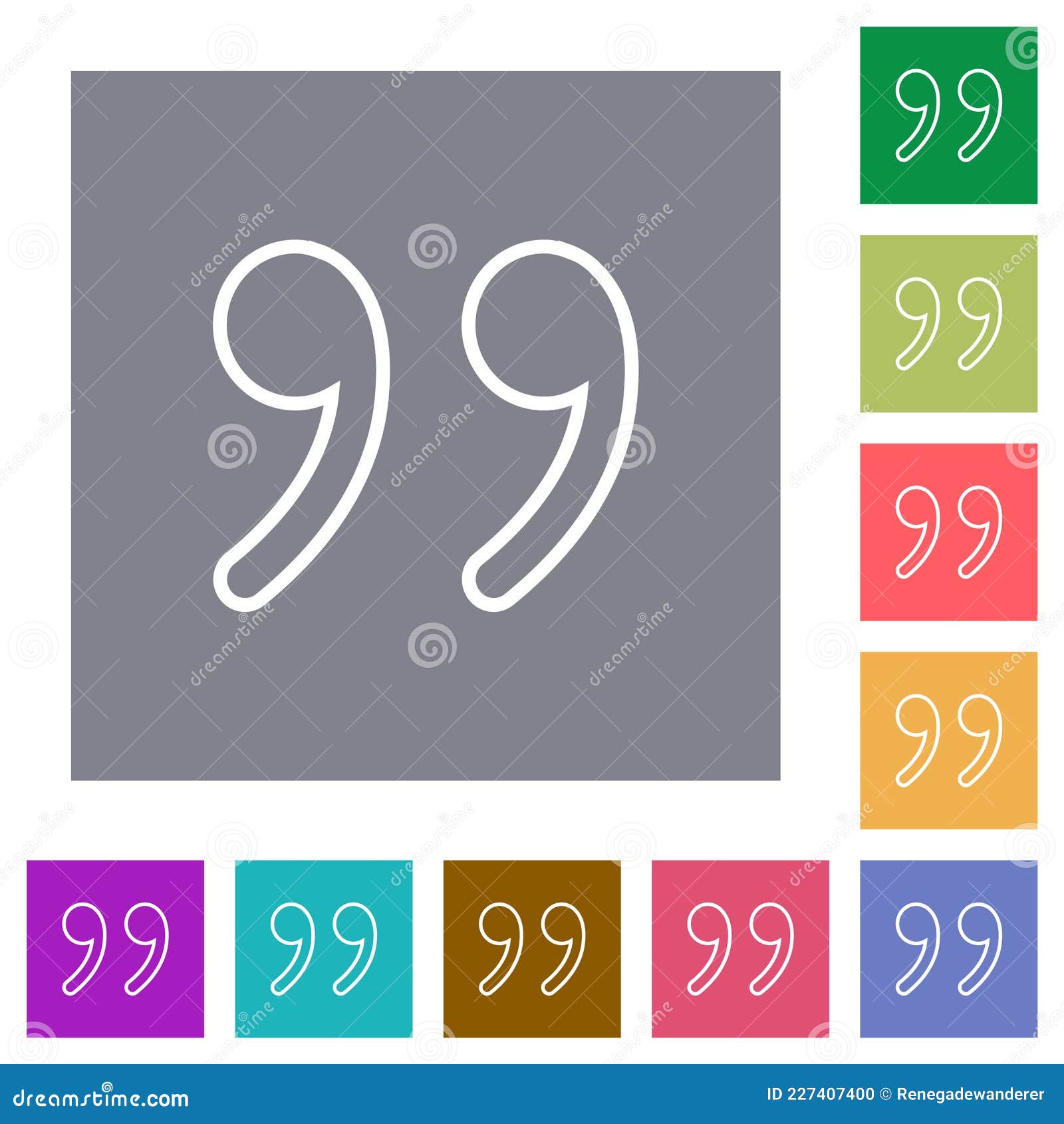 Quotation Mark Outline Square Flat Icons Stock Vector - Illustration of ...