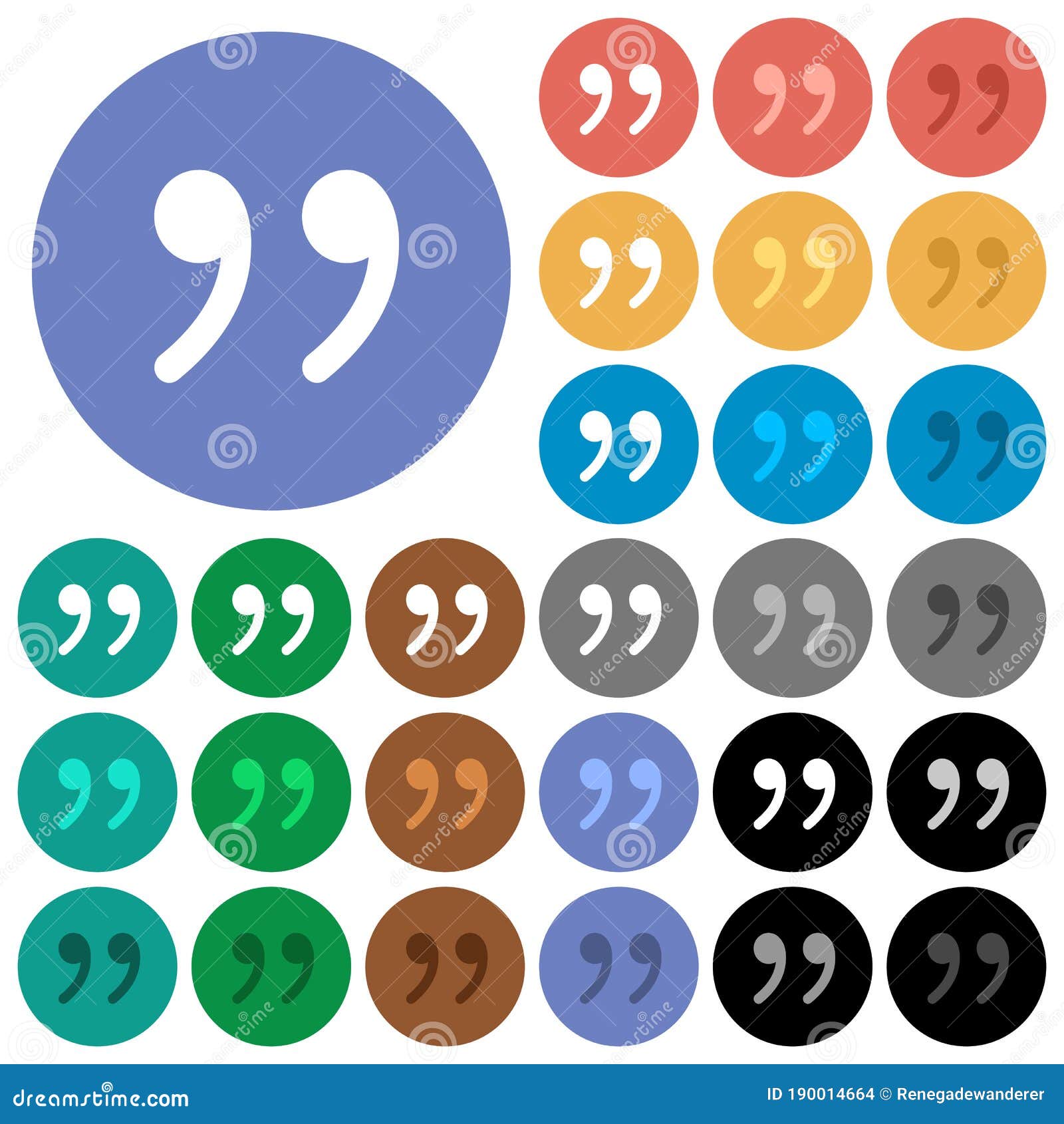 Quotation Mark Round Flat Multi Colored Icons Stock Vector ...