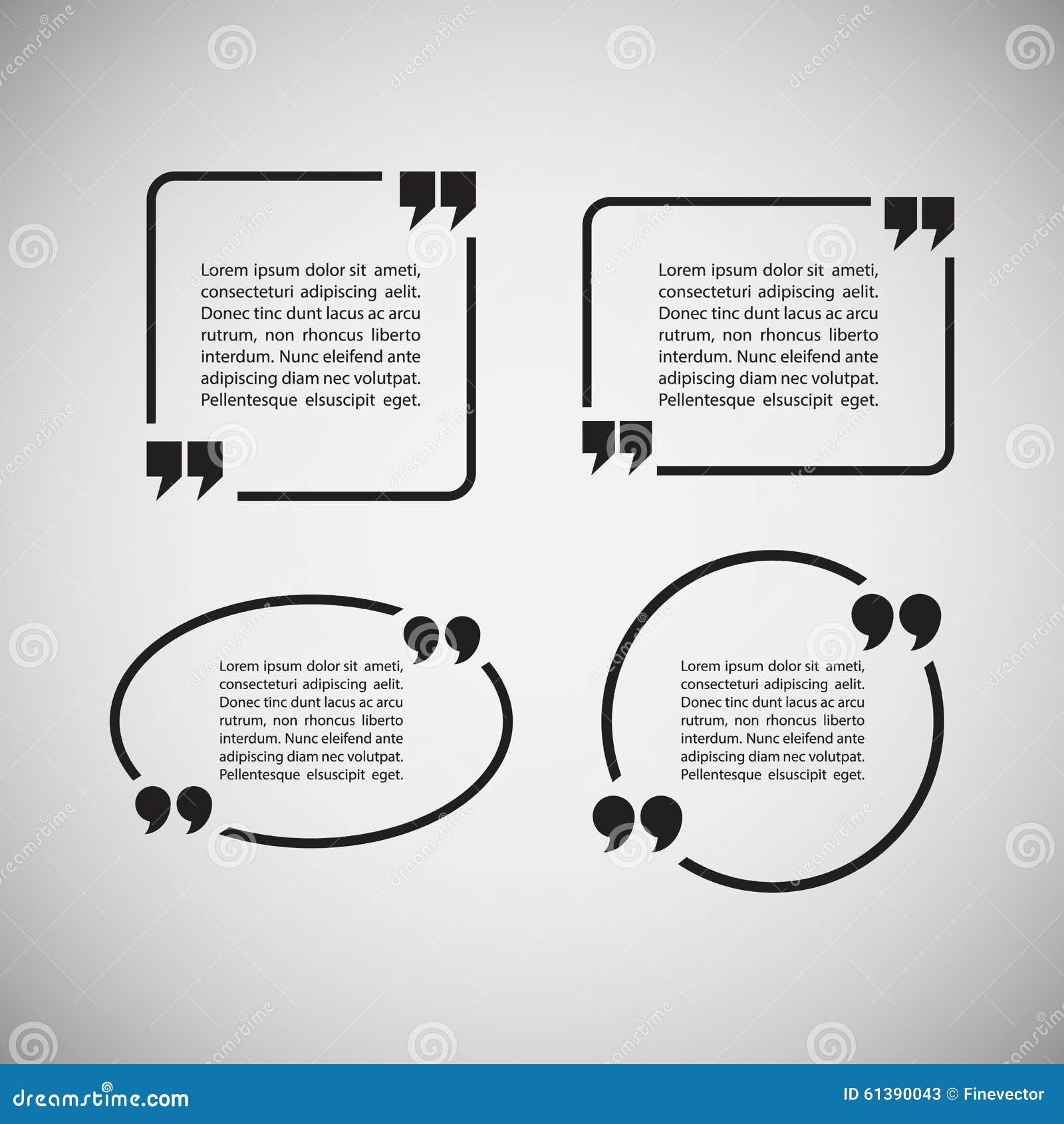 Quotation Mark Speech Bubbles on Gray Background. Set of Quote Sign ...