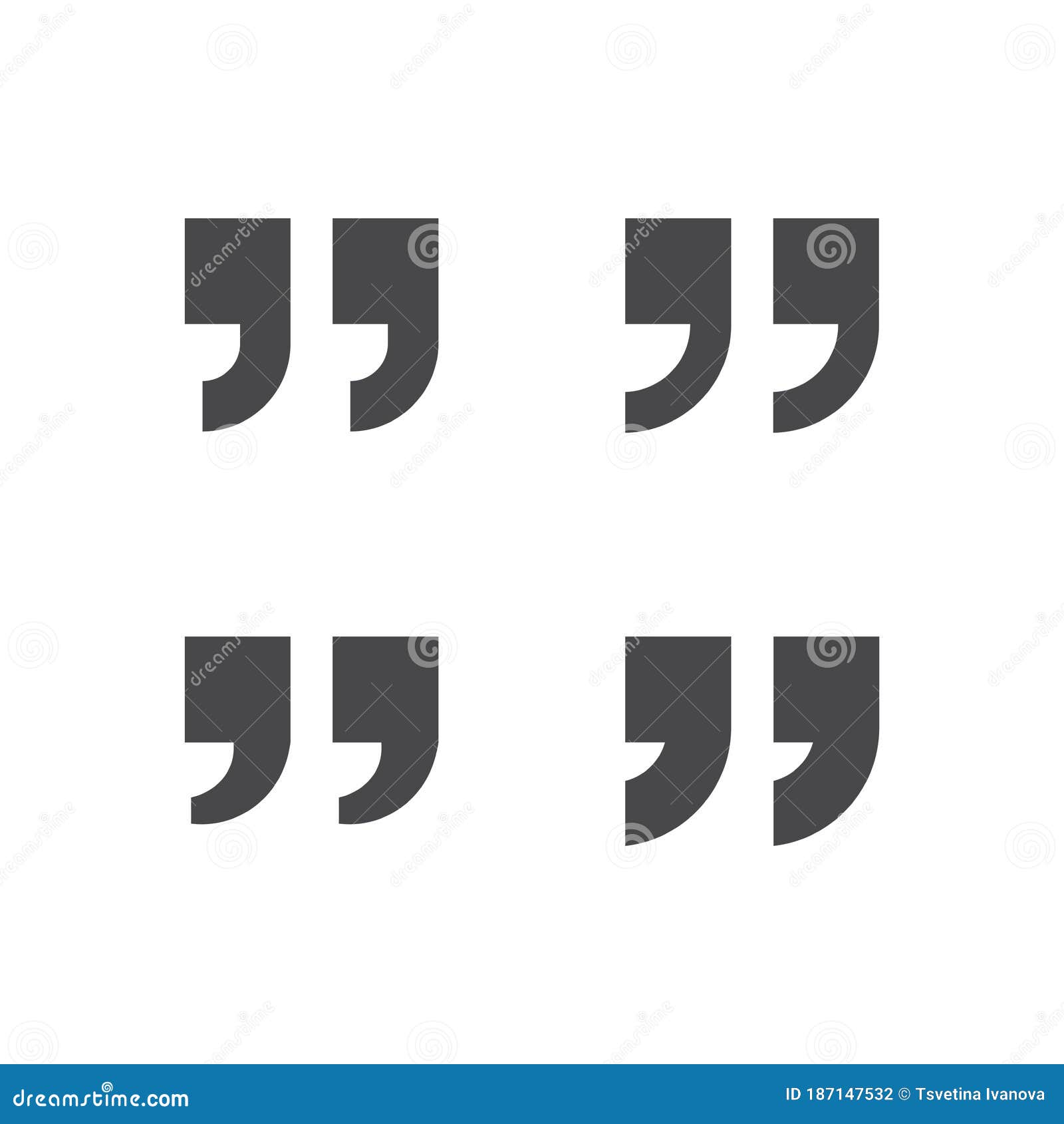 Quotation Marks, Square Quotes Black Isolated Vector Icon Set. Stock ...