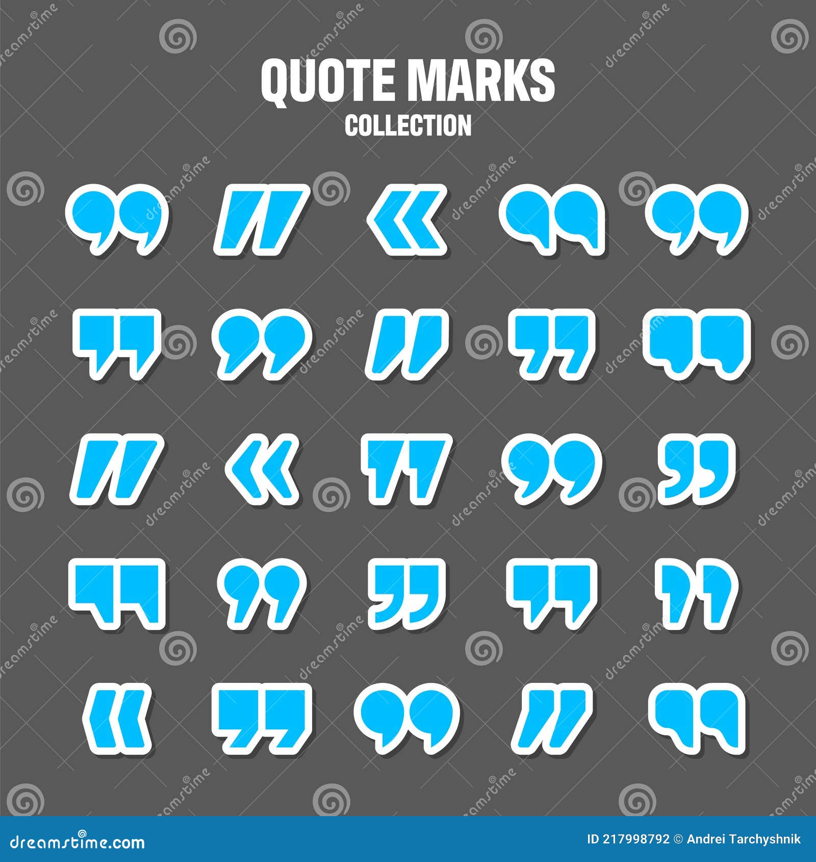 Quotation Marks Vector Collection. Blue Quotes Icon. Colorful Stickers ...