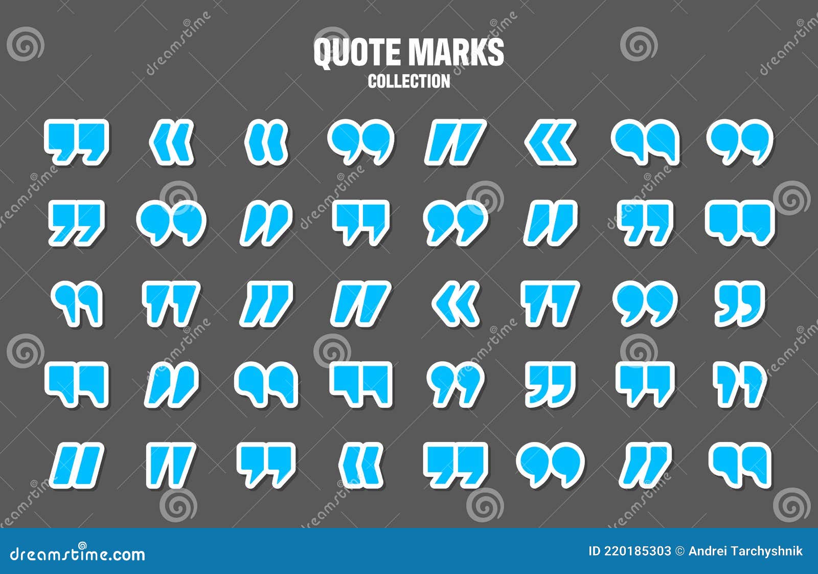 Quotation Marks Vector Collection. Blue Quotes Icon. Colorful Stickers ...