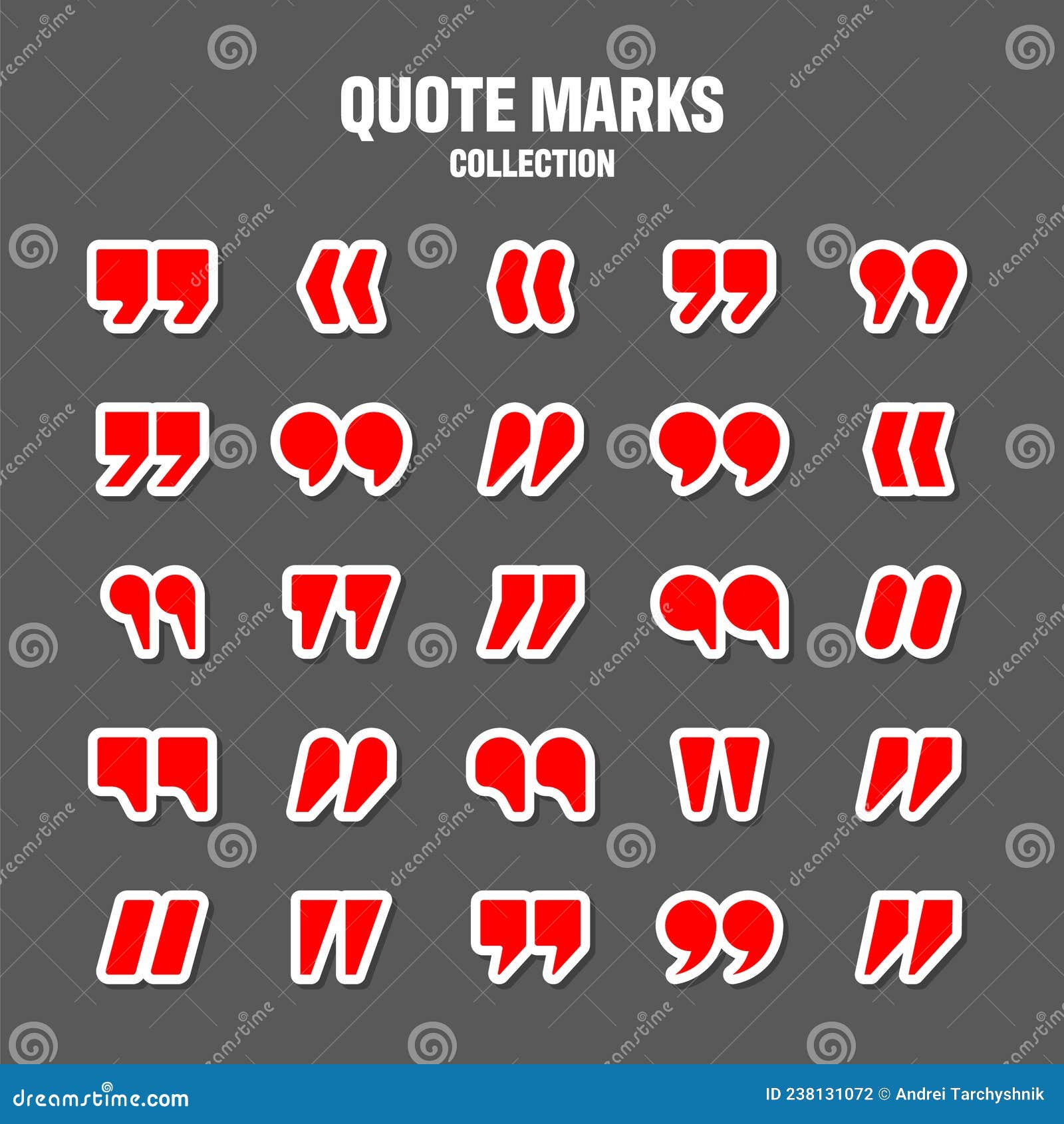 Quotation Marks Vector Collection. Red Quotes Icon. Colorful Stickers ...