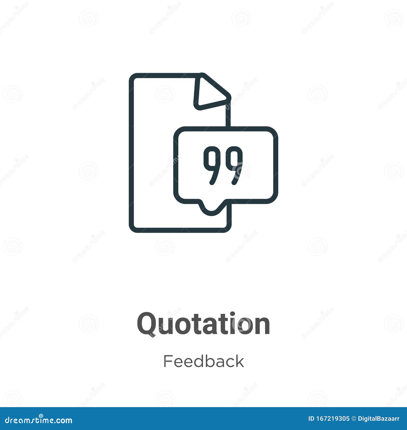 Quotation Outline Vector Icon. Thin Line Black Quotation Icon, Flat ...