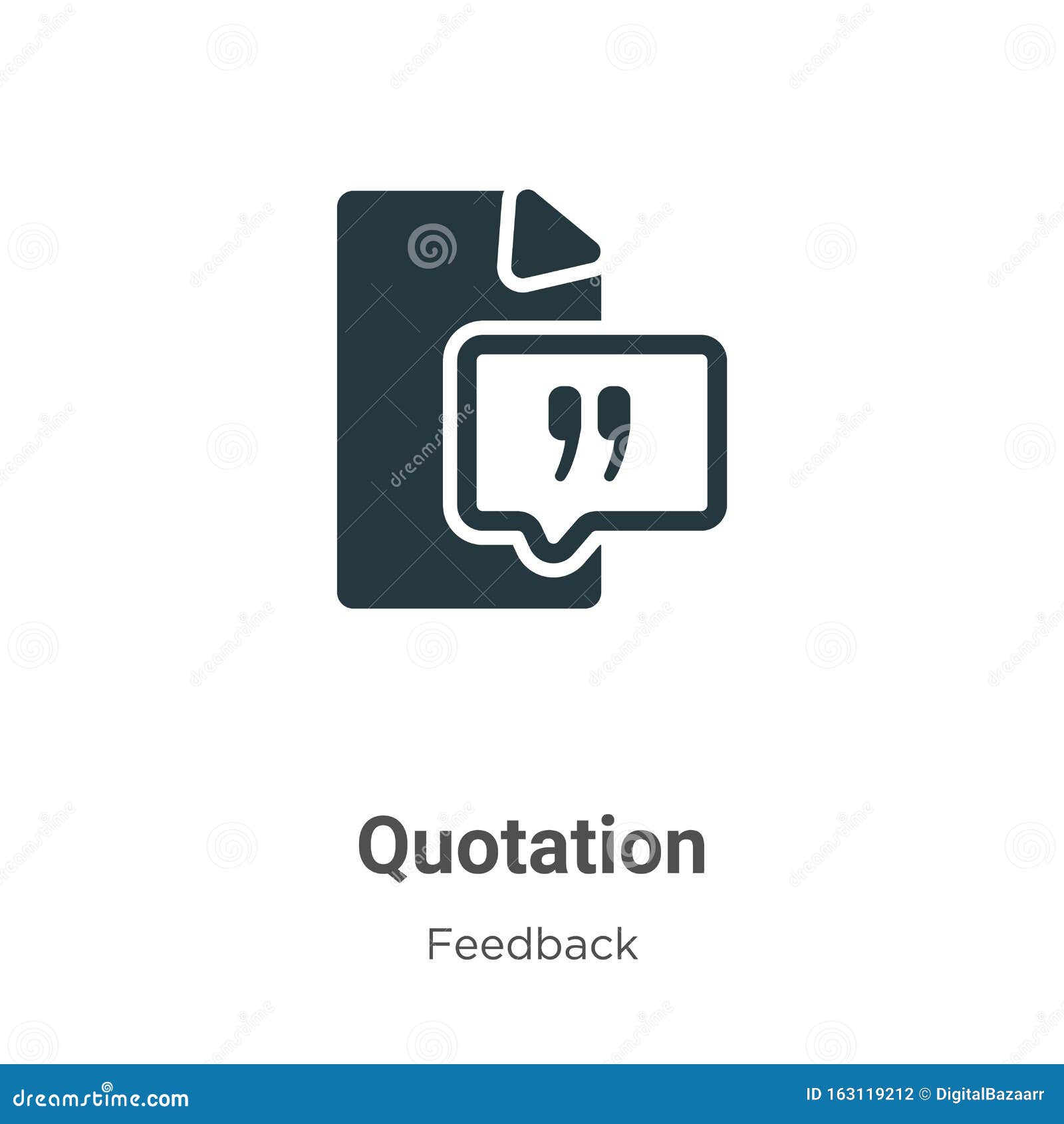 Quotation Vector Icon on White Background. Flat Vector Quotation Icon ...