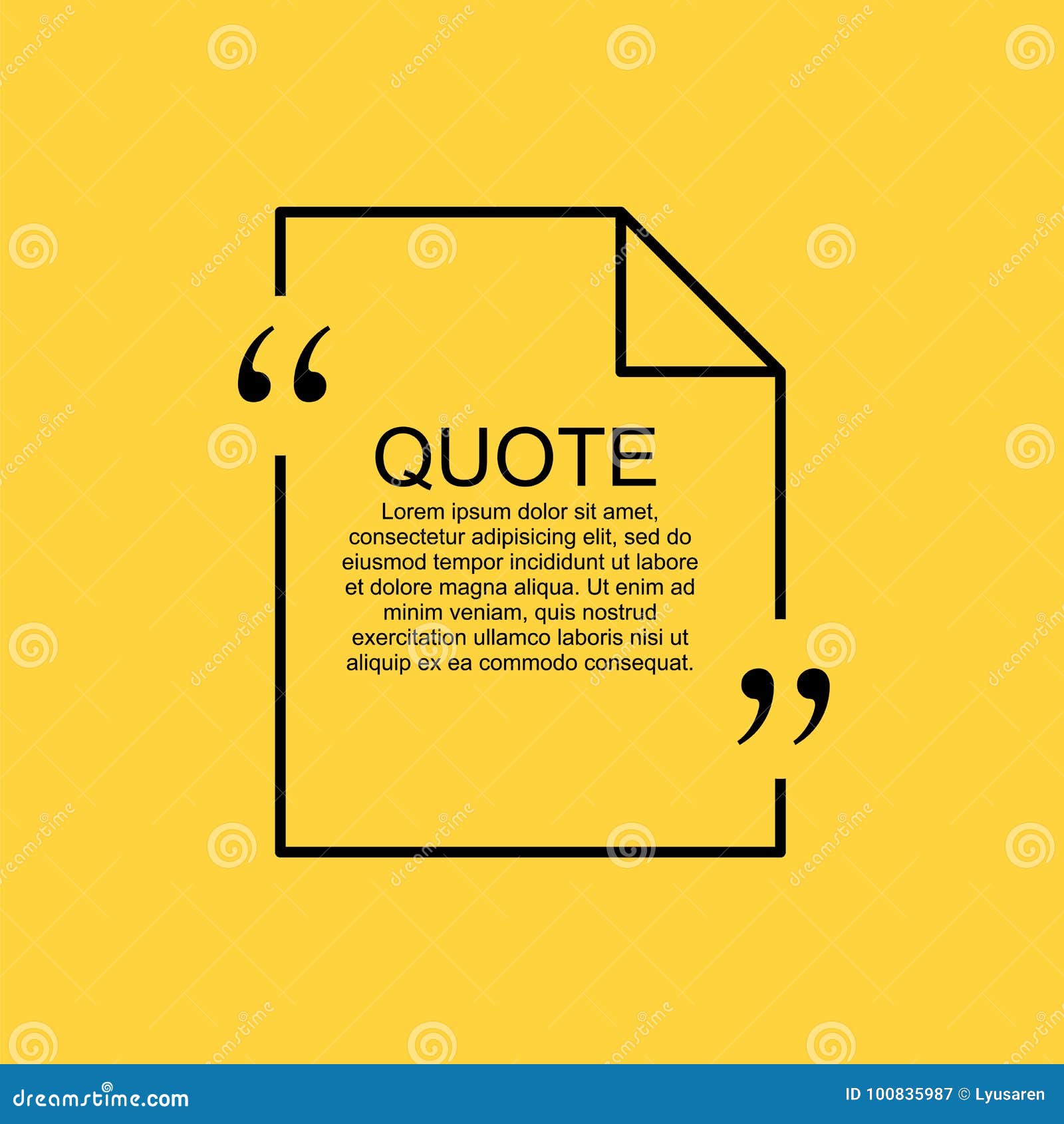 Quote blank template stock vector. Illustration of blank - 100835987