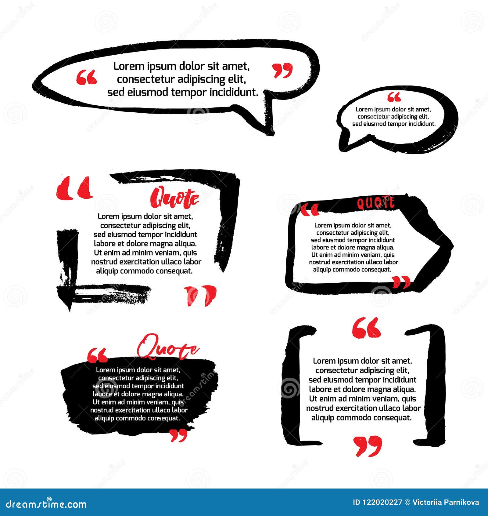 Quote Blanks with Text Bubble with Commas. Vector Set of Templates for ...