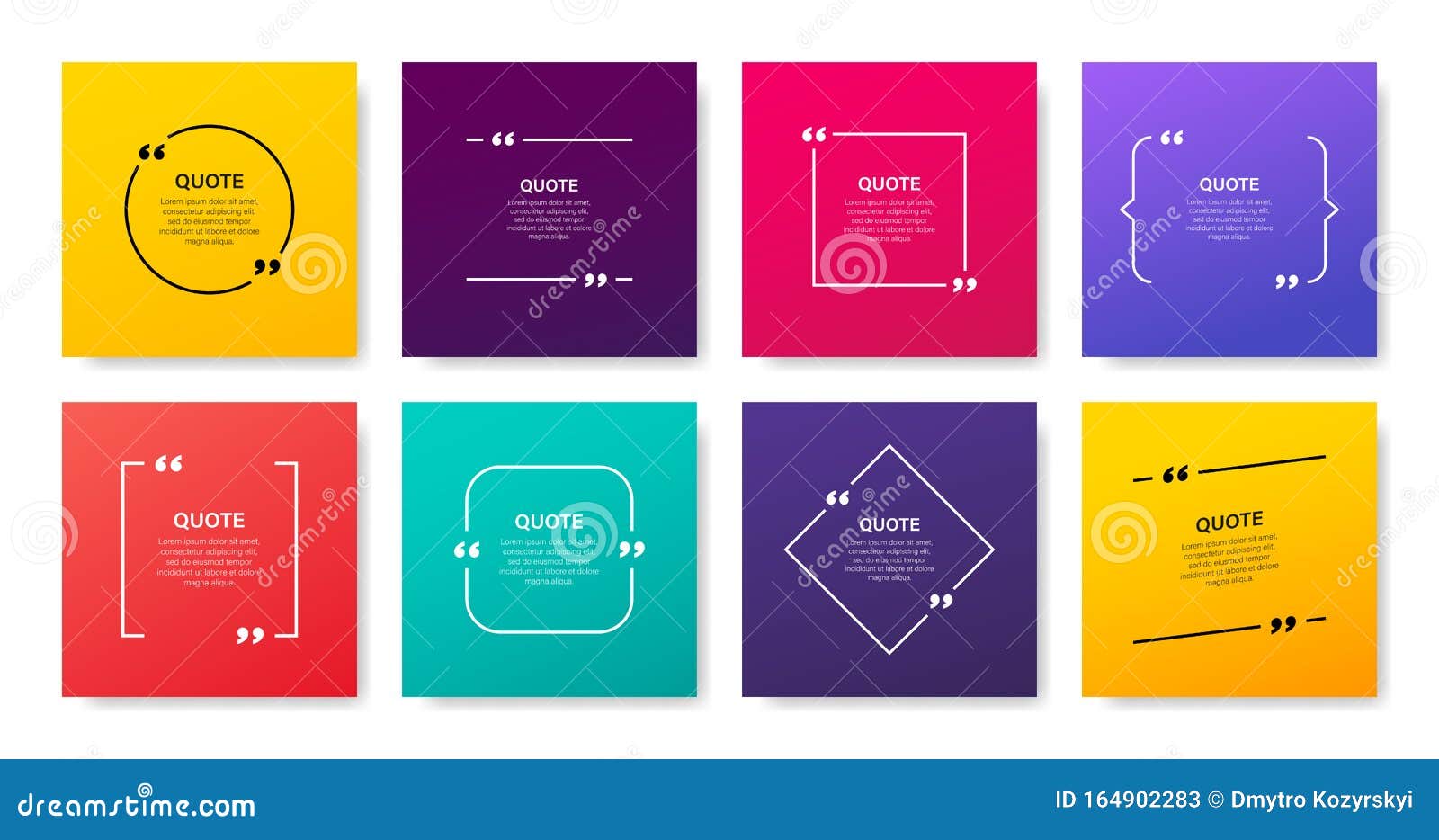 Quote Box Frame, Big Set. Quote Box Icon. Texting Quote Boxes Stock ...