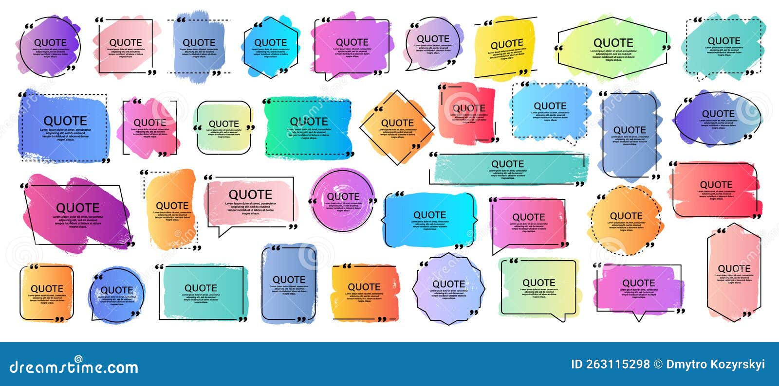 Quote Box Frame, Big Set. Quote Box Icon. Texting Quote Boxes Stock ...