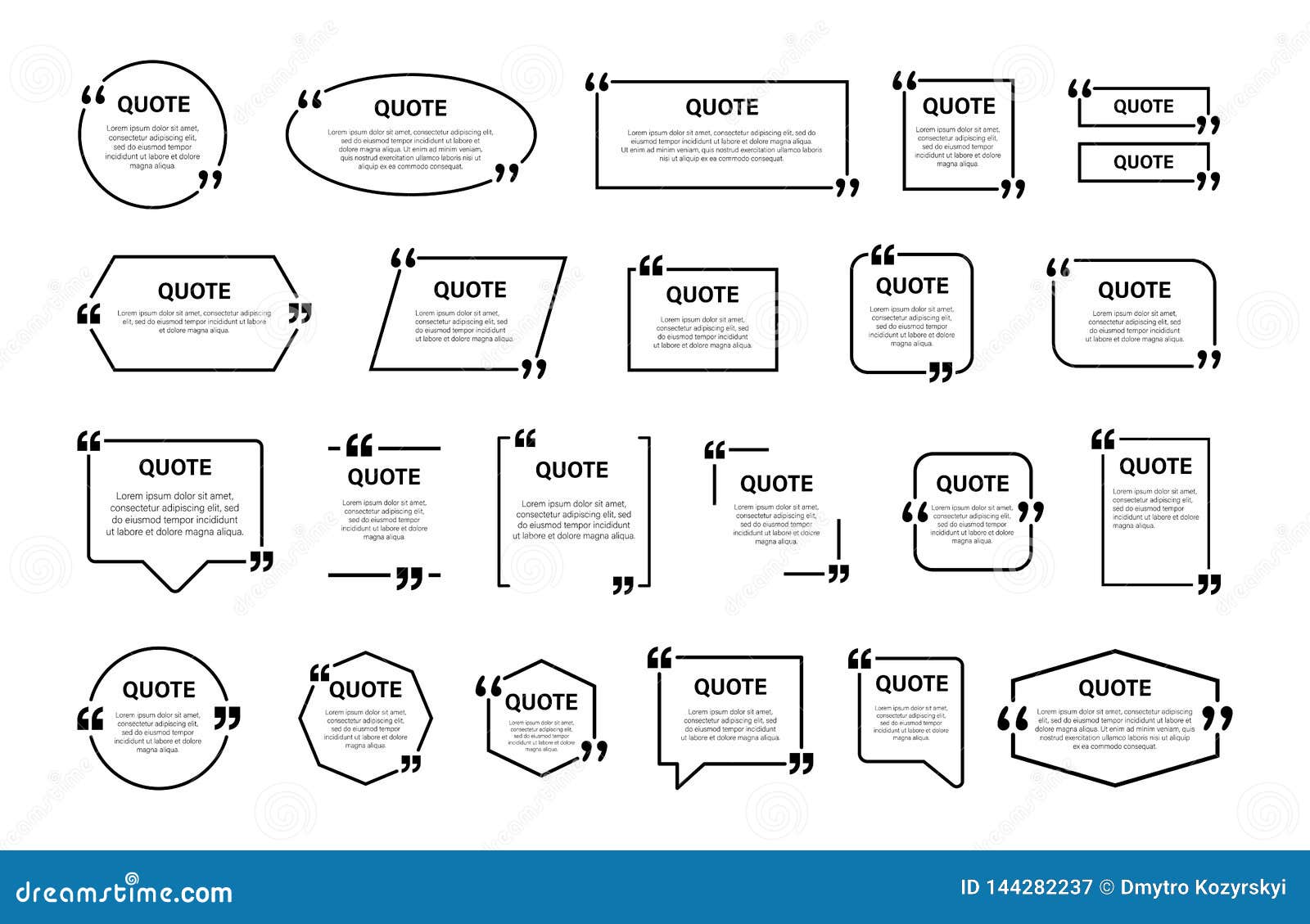 Quote Box Frame, Big Set. Texting Quote Boxes Stock Vector ...