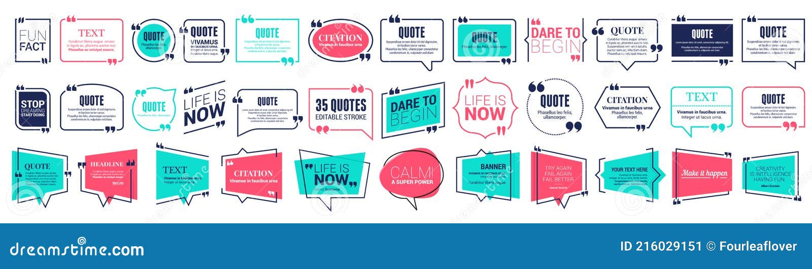 Quote Box Frame, Big Set. Texting Quote Boxes Stock Vector ...