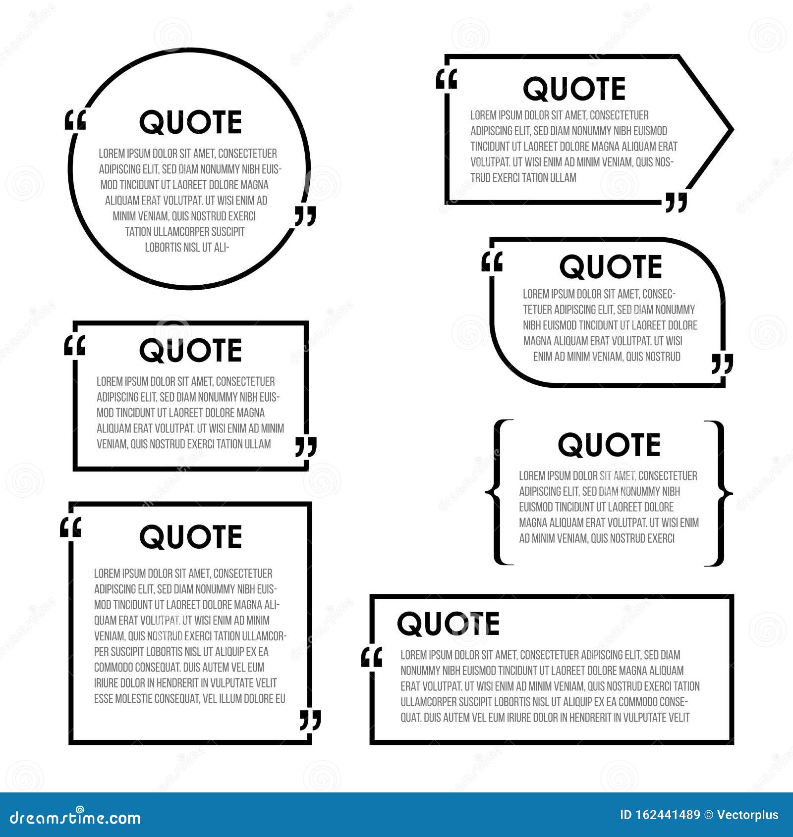 Quote Box Frame, Big Set. Texting Boxes. Blank Template Text Info ...