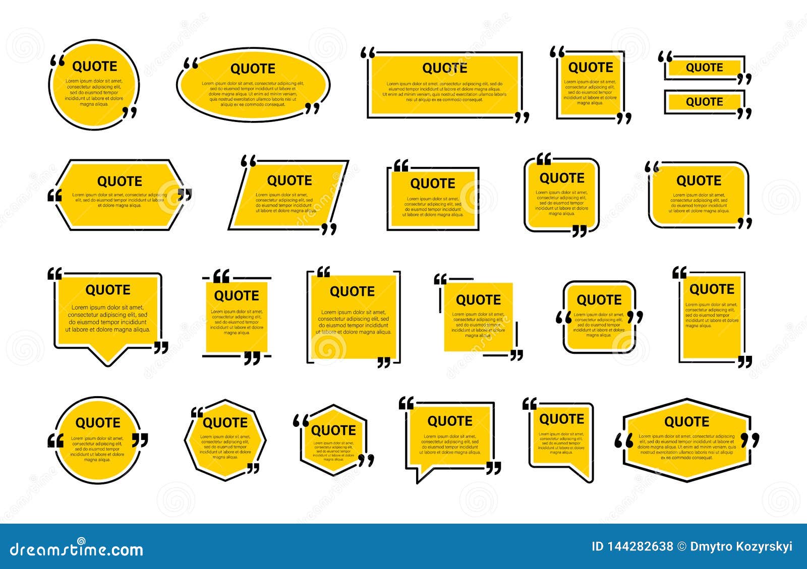 Quote Box Frame, Big Set. Texting Quote Boxes Stock Vector ...