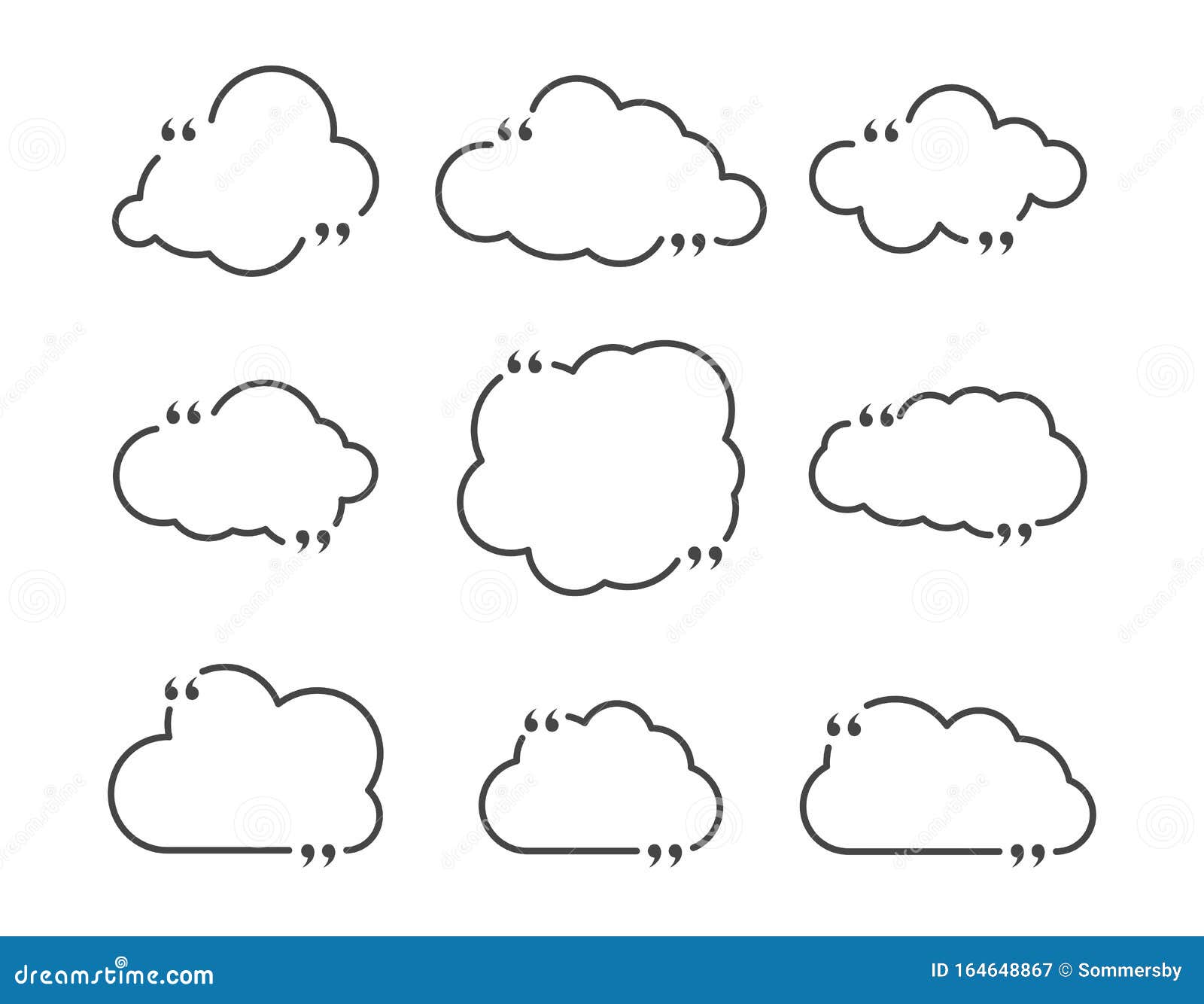 Quote Box Frame Set As Clouds Isolated on White Background. Template ...