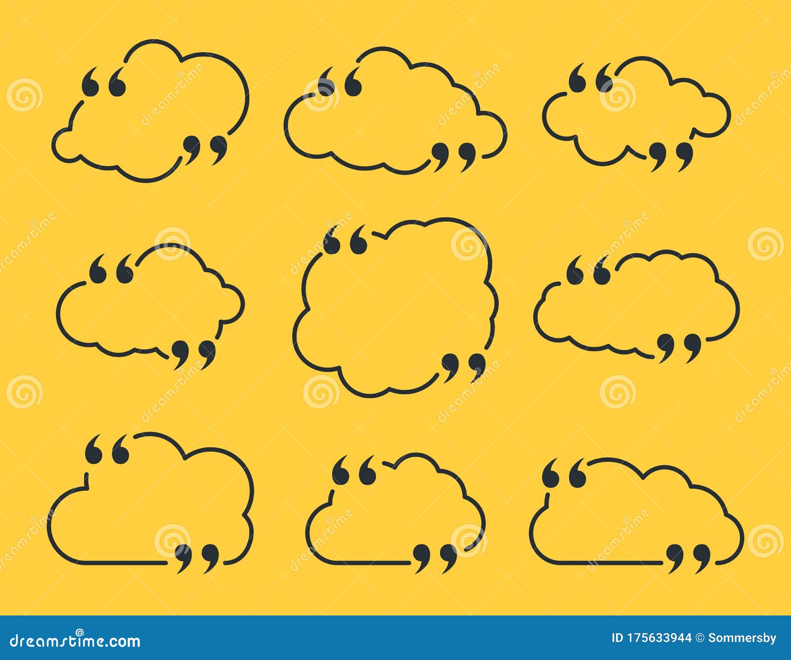 Quote Box Frame Set As Clouds Isolated on Yellow Background. Template ...