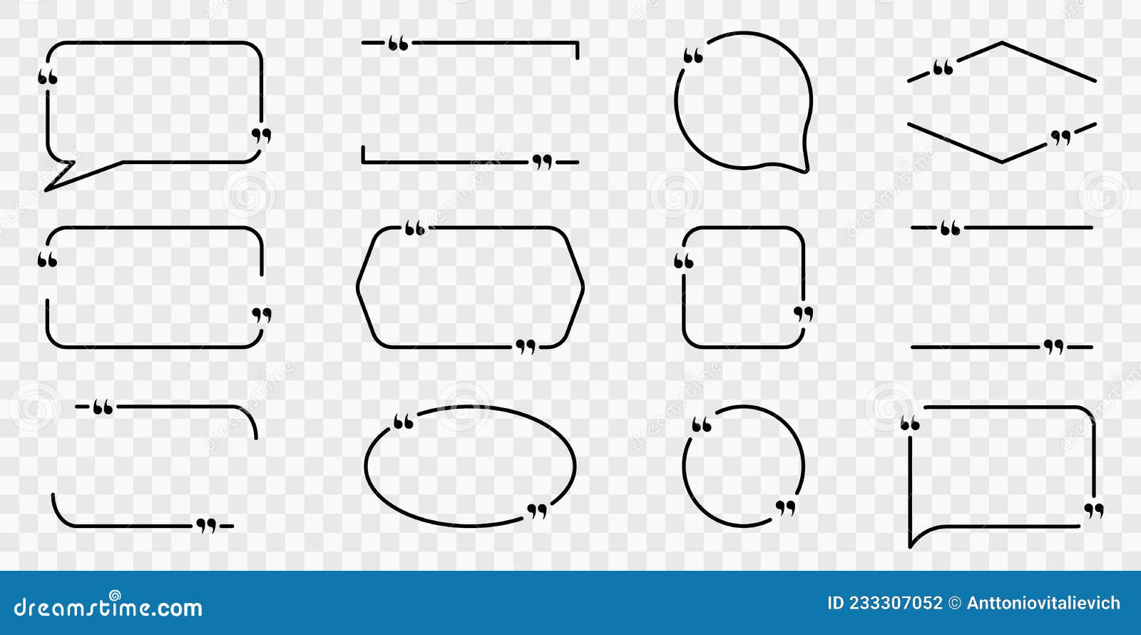 Quote Box Frame Set. Frame for Quotes Line Icon. Text Boxes for Speech ...