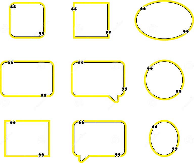 Quote Box Frame, Speech Bubbles with Quotation Marks. Blank Text ...