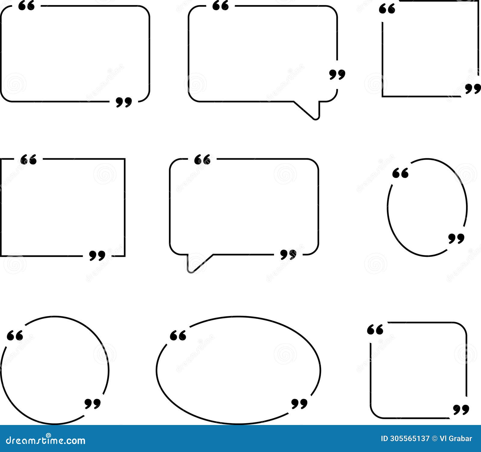 Quote Box Frame, Speech Bubbles with Quotation Marks. Blank Text ...