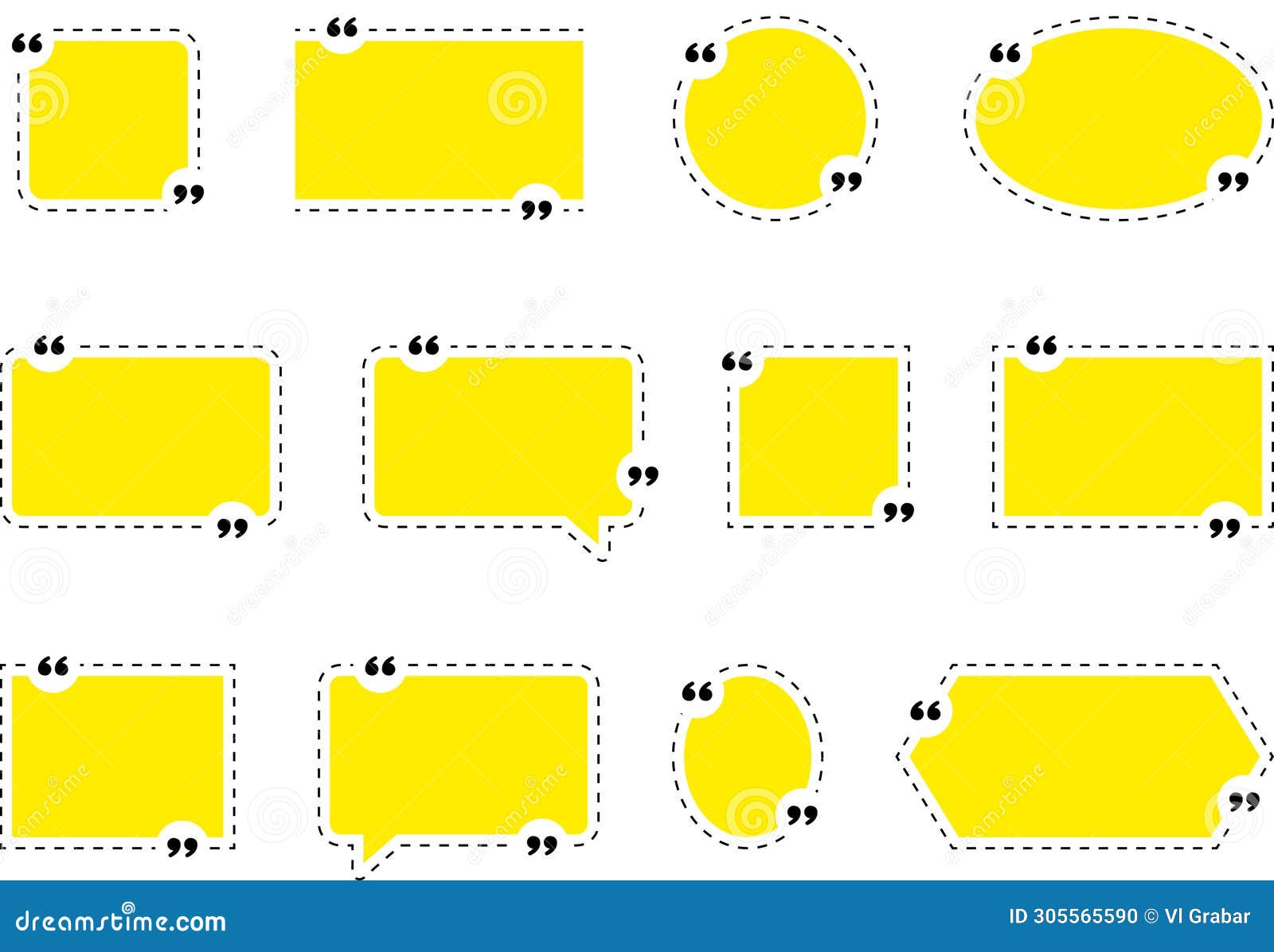 Quote Box Frame, Speech Bubbles with Quotation Marks. Blank Text ...