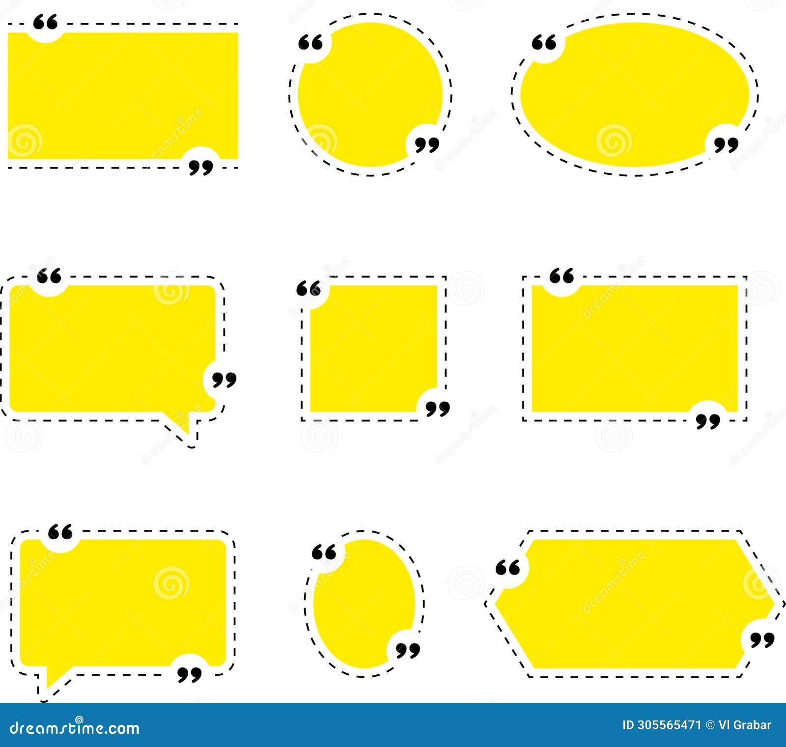 Quote Box Frame, Speech Bubbles with Quotation Marks. Blank Text ...