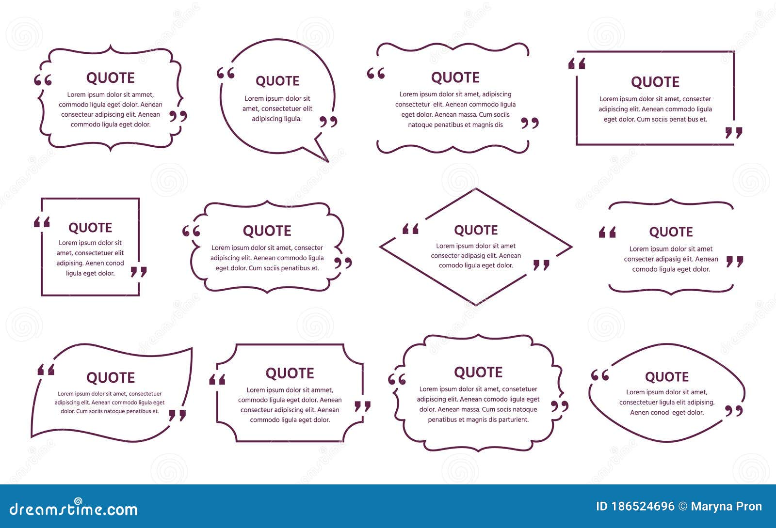 Quote Box Frame. Template Text Quotations, Speech Bubbles. Vector ...