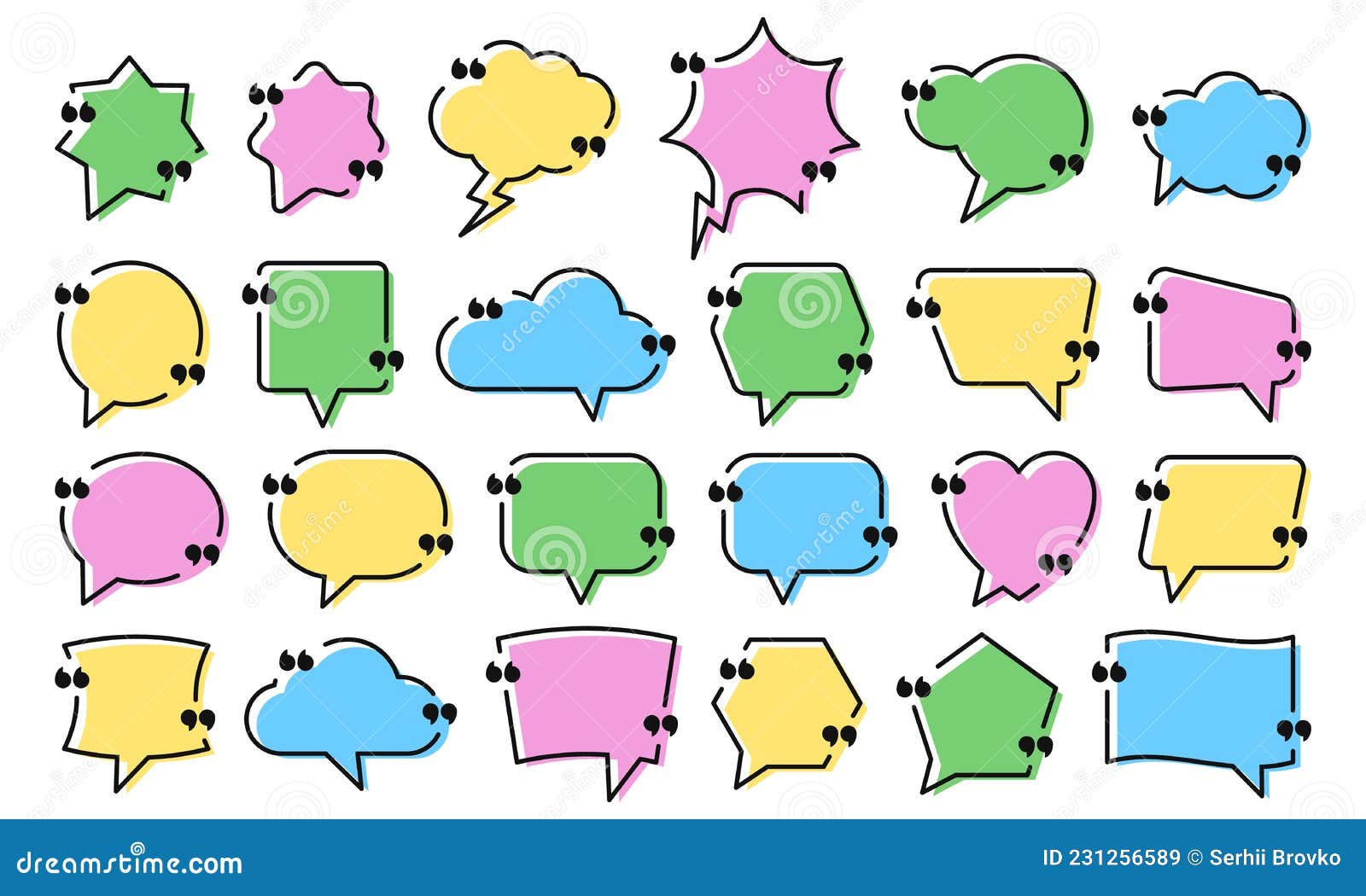 Quote Box Frames Set. Bubble Quotation, Comment, Message Borders Stock ...