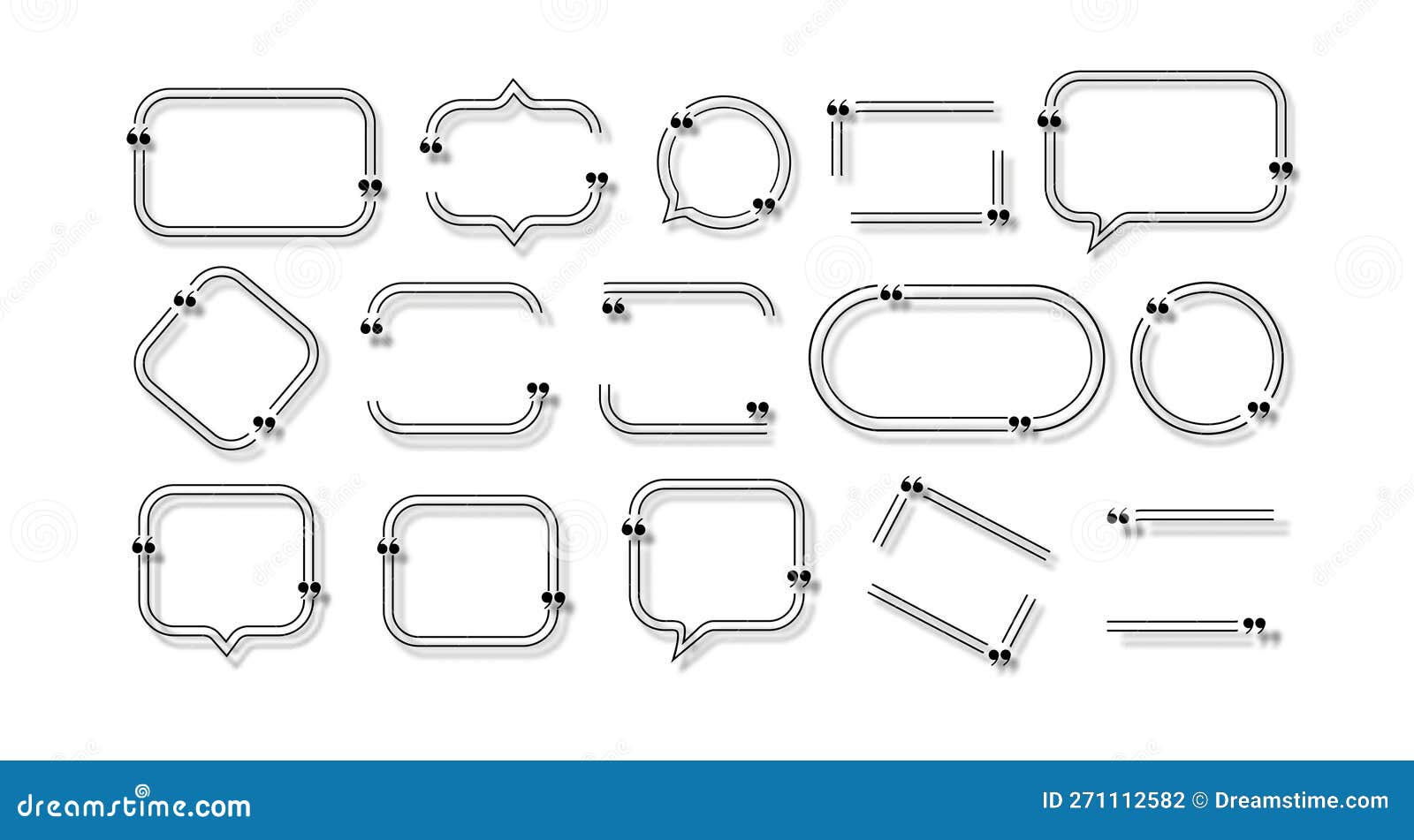 Quote Box Frames Set Isolated. Bubble Speech Comment Message Reference ...