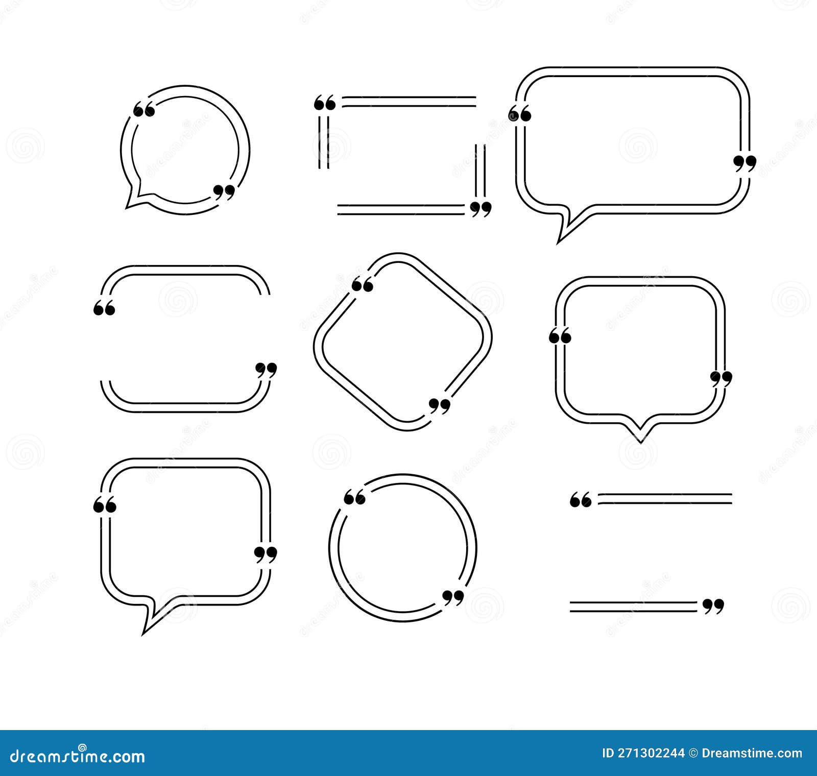 Quote Box Frames Set Isolated. Bubble Speech Comment Message Reference ...