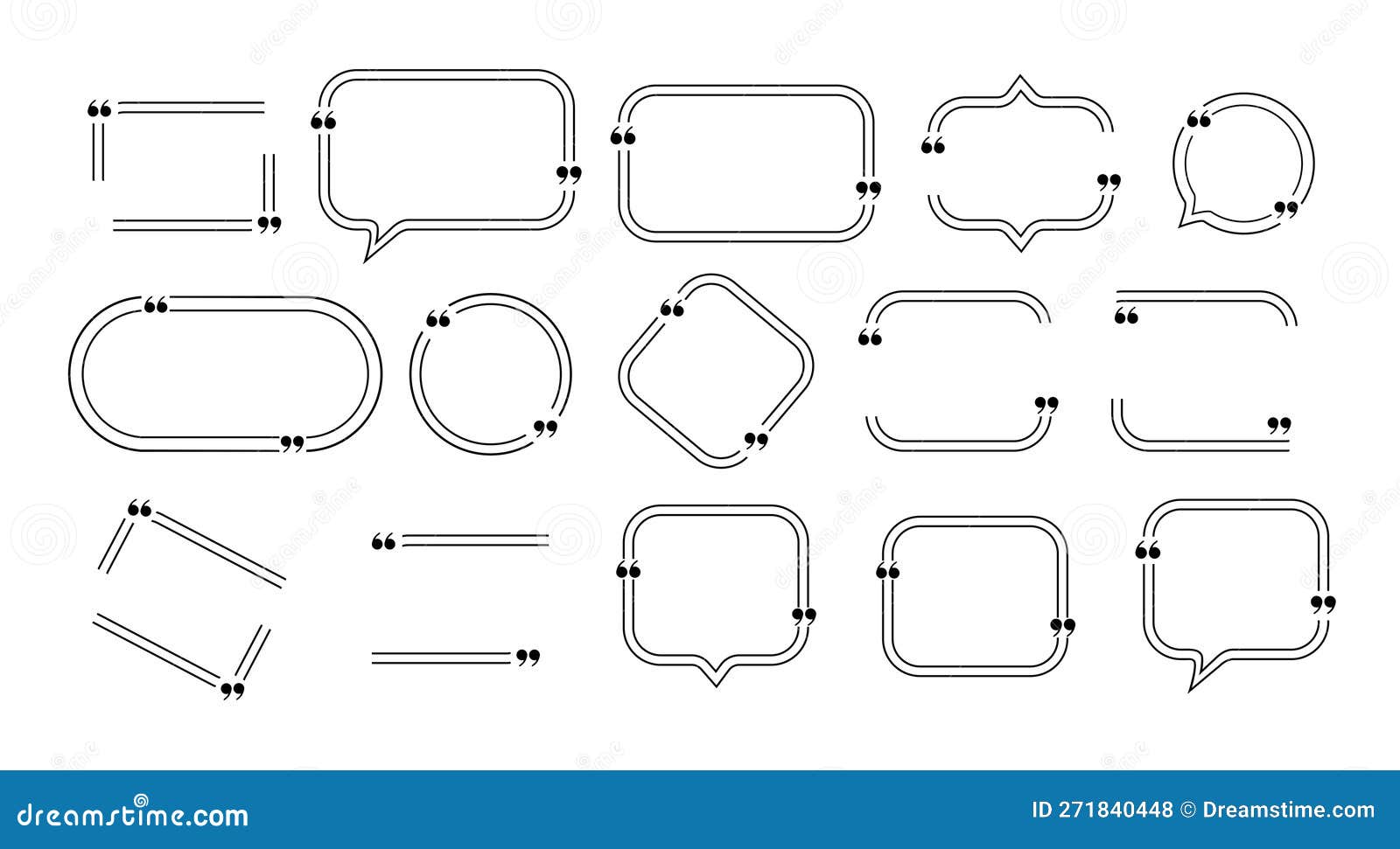 Quote Box Frames Set Isolated. Bubble Speech Comment Message Reference ...