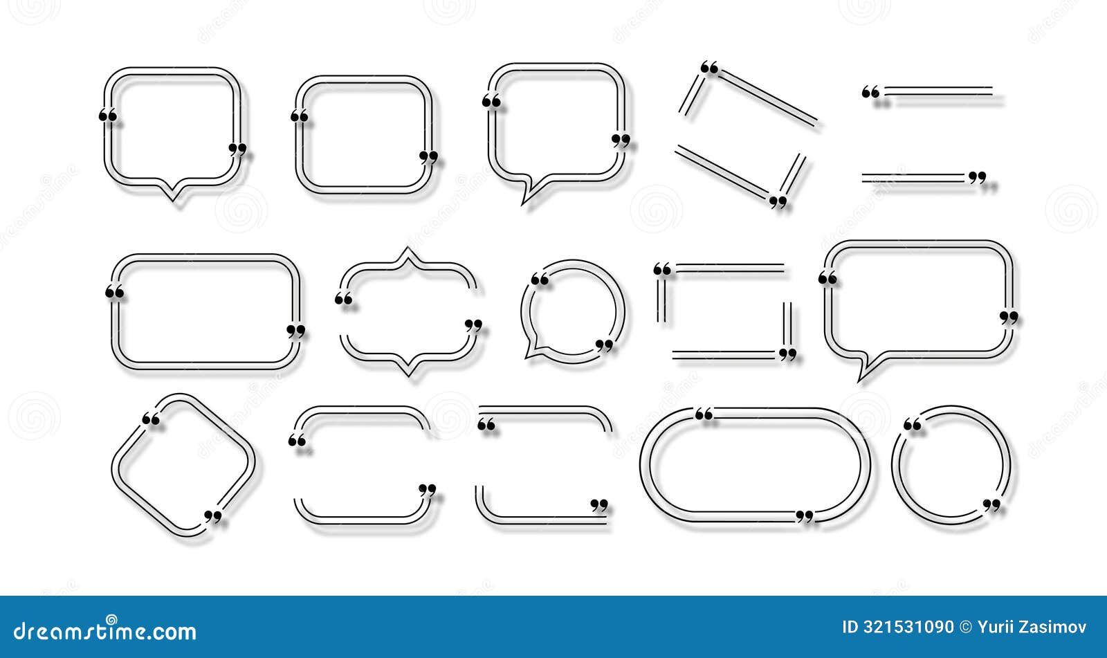 Quote Box Frames Set Isolated. Bubble Speech Comment Message Reference ...