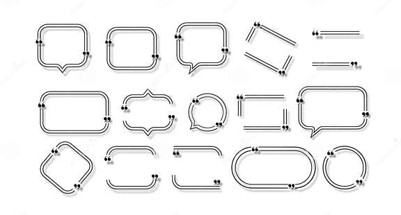 Quote Box Frames Set Isolated. Bubble Speech Comment Message Reference ...