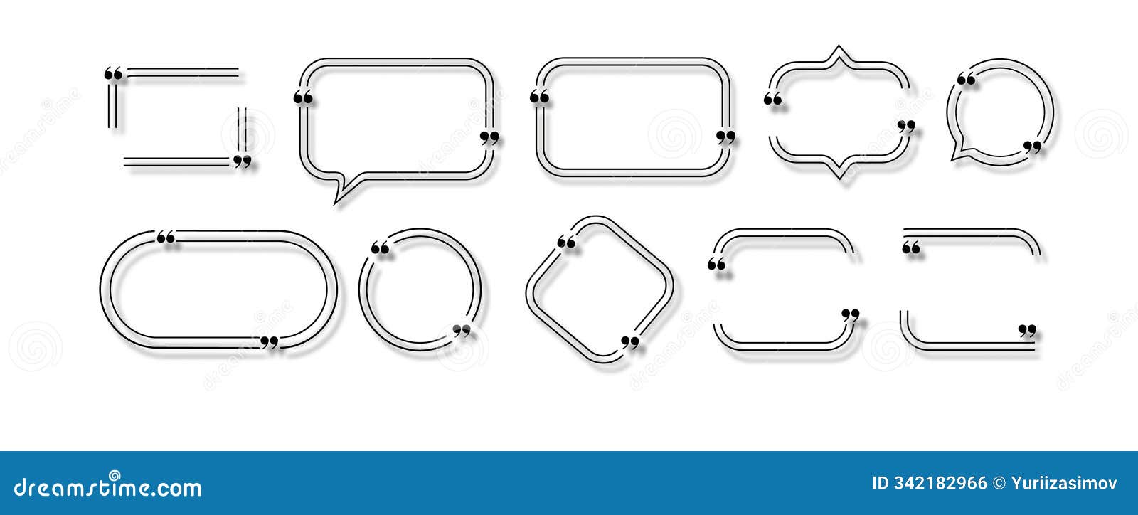 Quote Box Frames Set Isolated. Bubble Speech Comment Message Reference ...