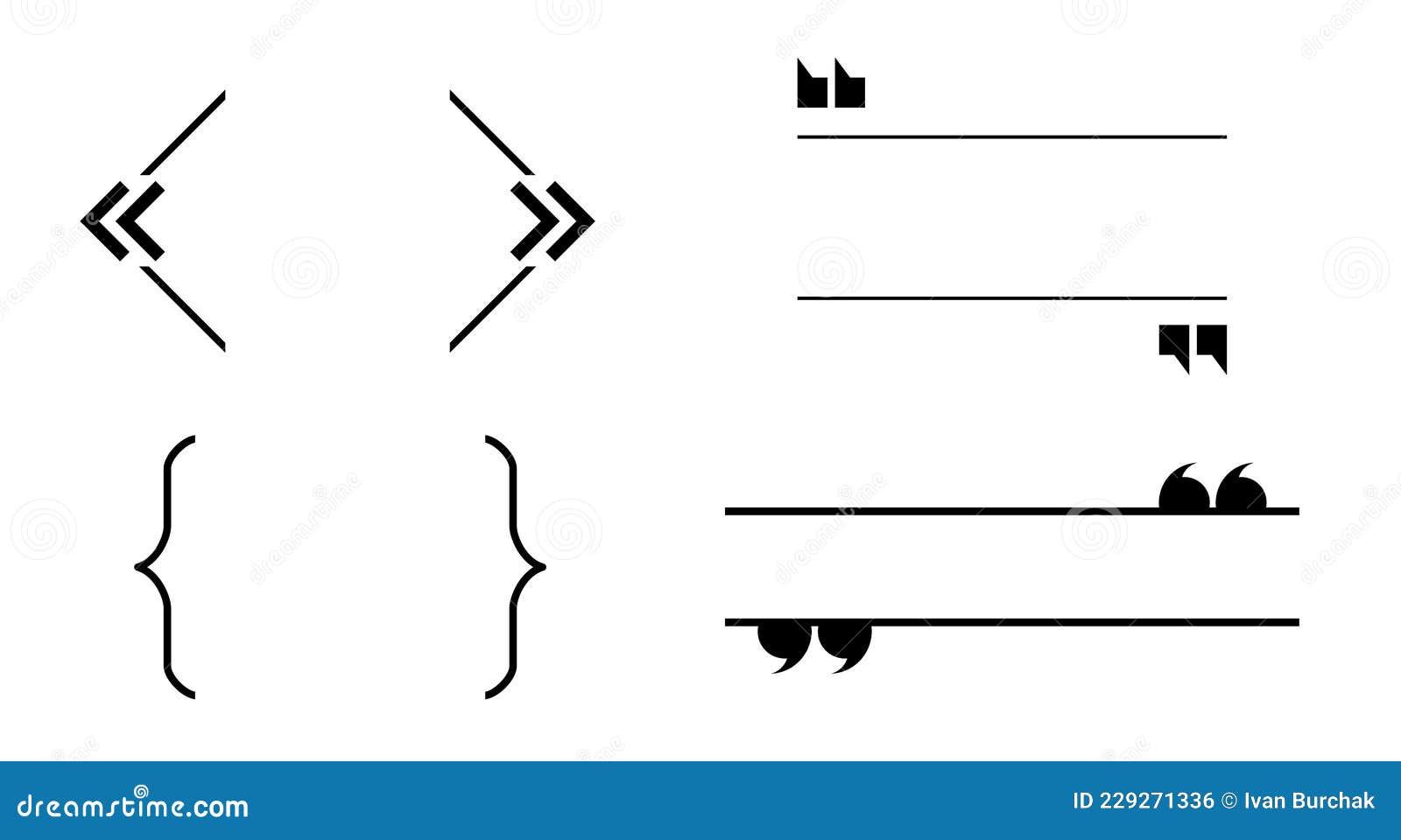 Quote Box Frames Set Isolated on White. Quotation Marks. Flat Vector ...