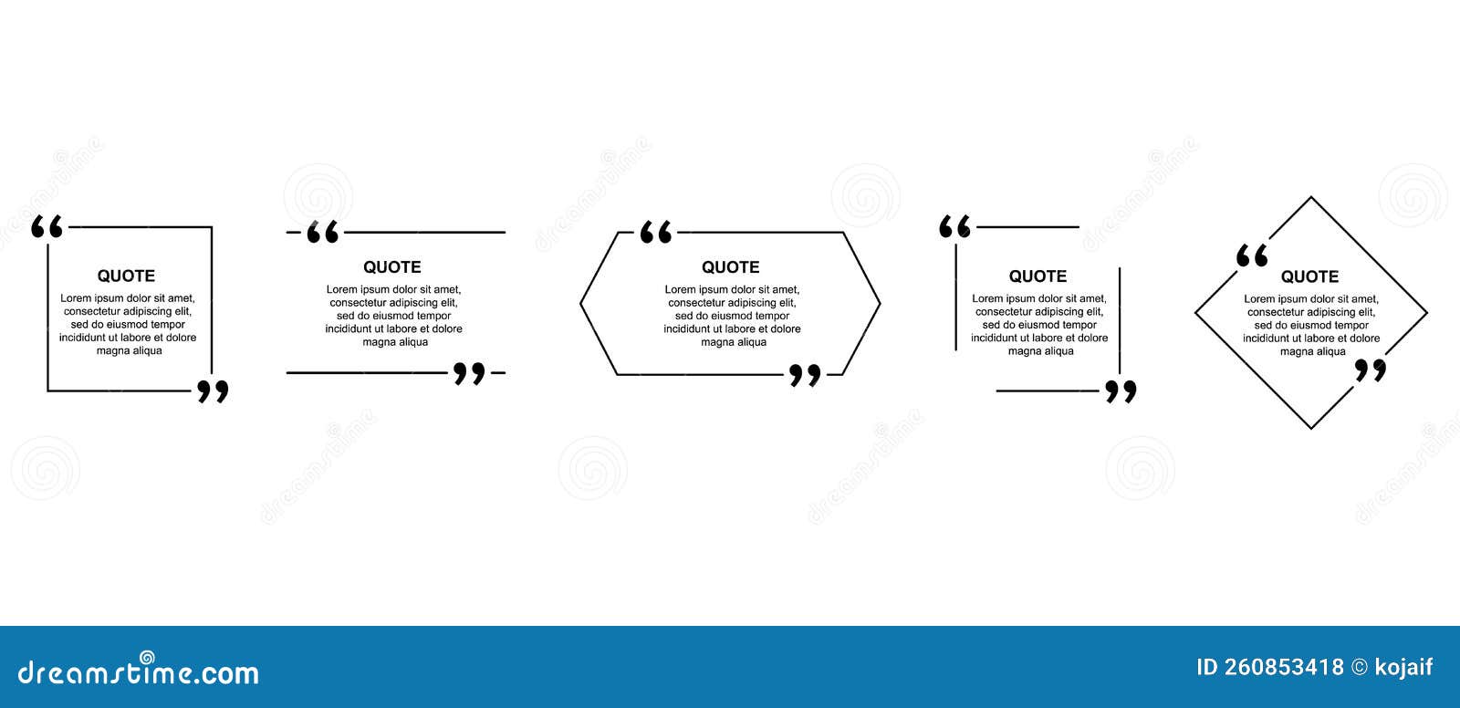 Quote Box Frames Vector Symbol Set. Bubble Quotation, Comment, Message ...