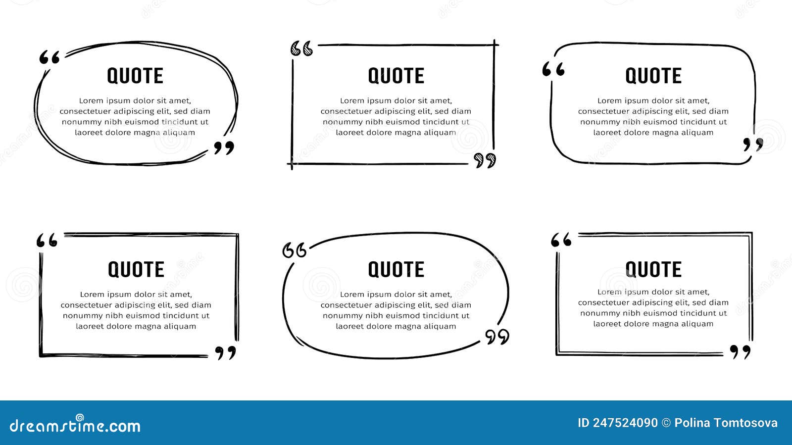 Quote Box Sketch, Text Frame Set Stock Vector - Illustration of black ...