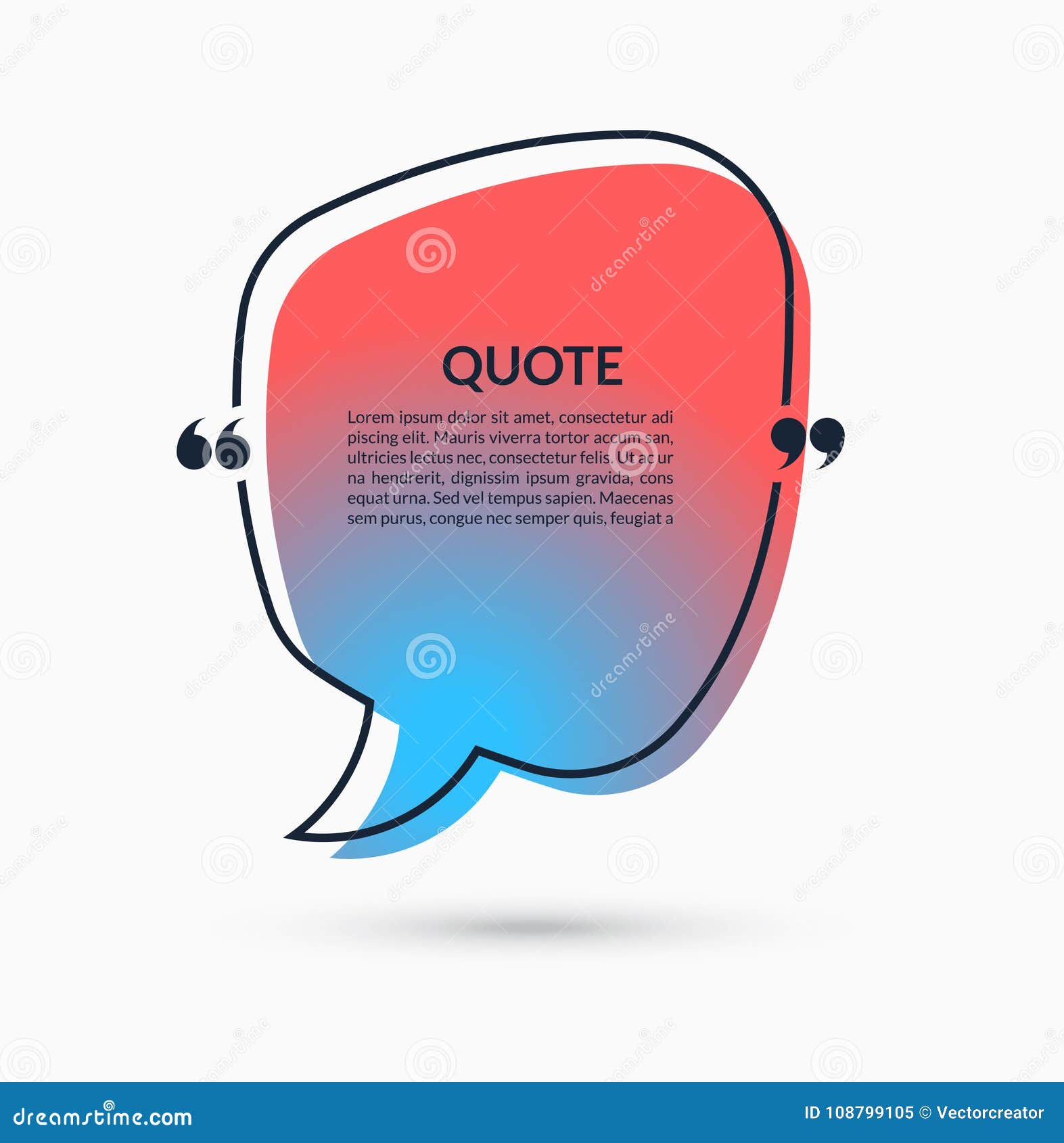 Quote Box on Trendy Gradient Background. Vector Speech Bubble. Text Frame Stock Illustration ...