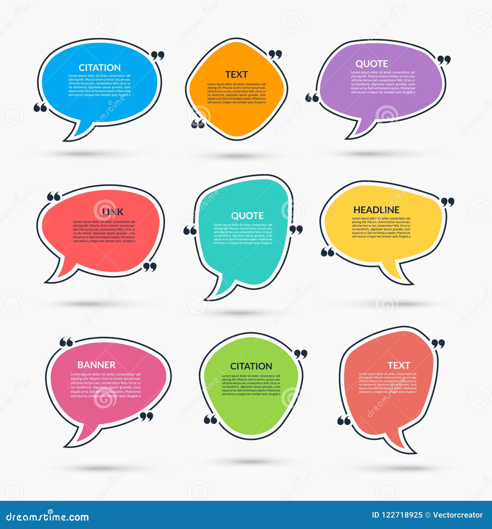 Quote Box. Vector Set of Speech Bubbles, Text Frames Stock Vector ...