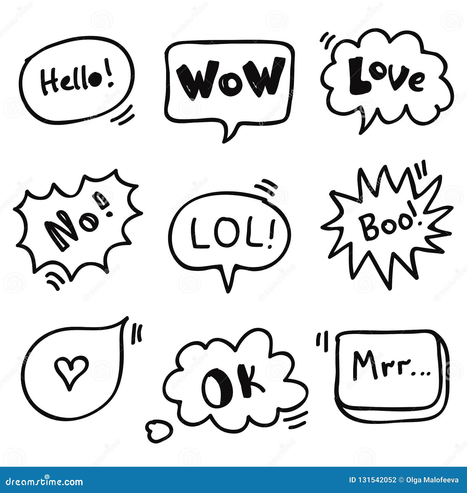 Quote Bubbles and Words Doodle Vector Set Stock Vector - Illustration ...
